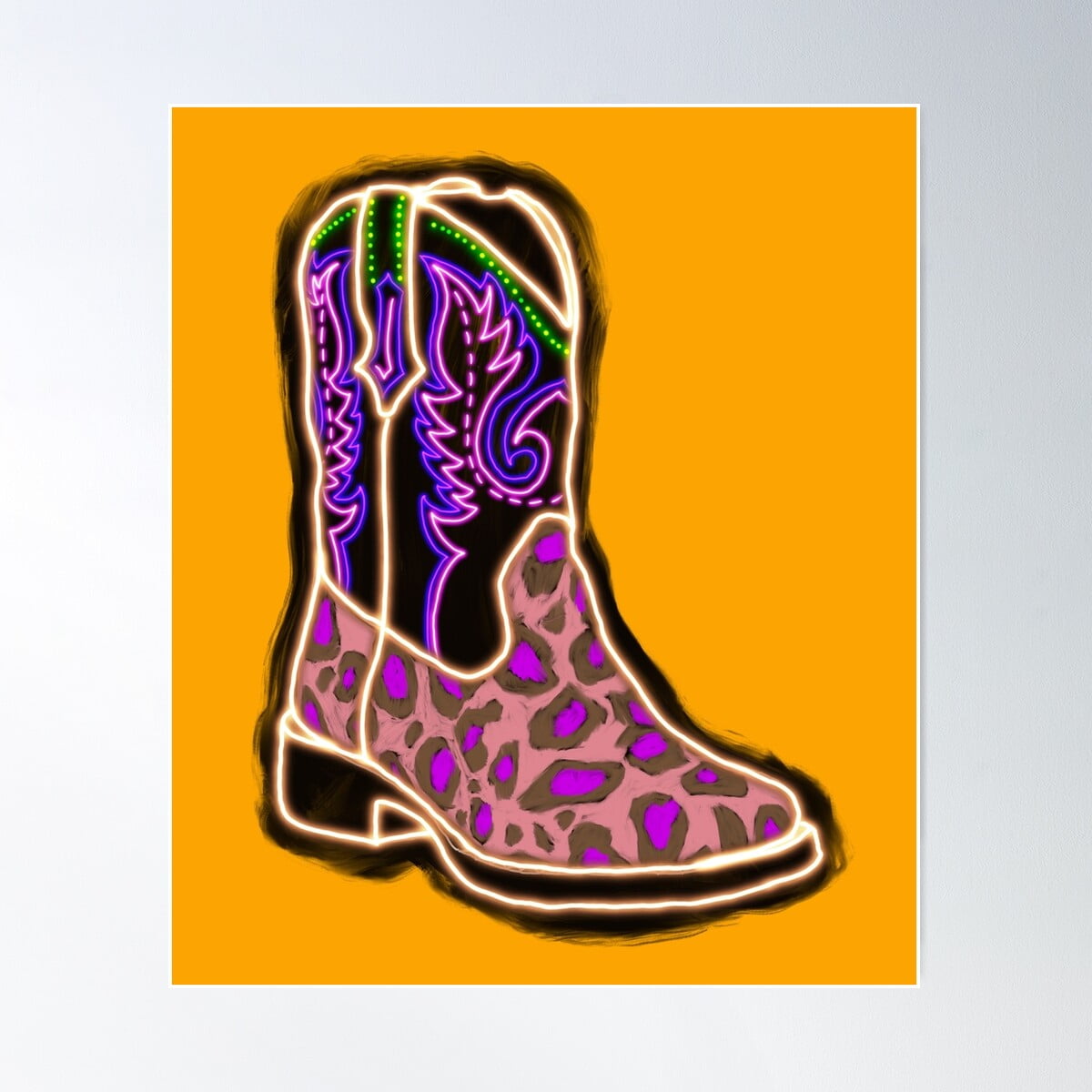 Neon Cowboy Boots 3 Poster Wall Art, Modern Wall Decor For Living Room ...