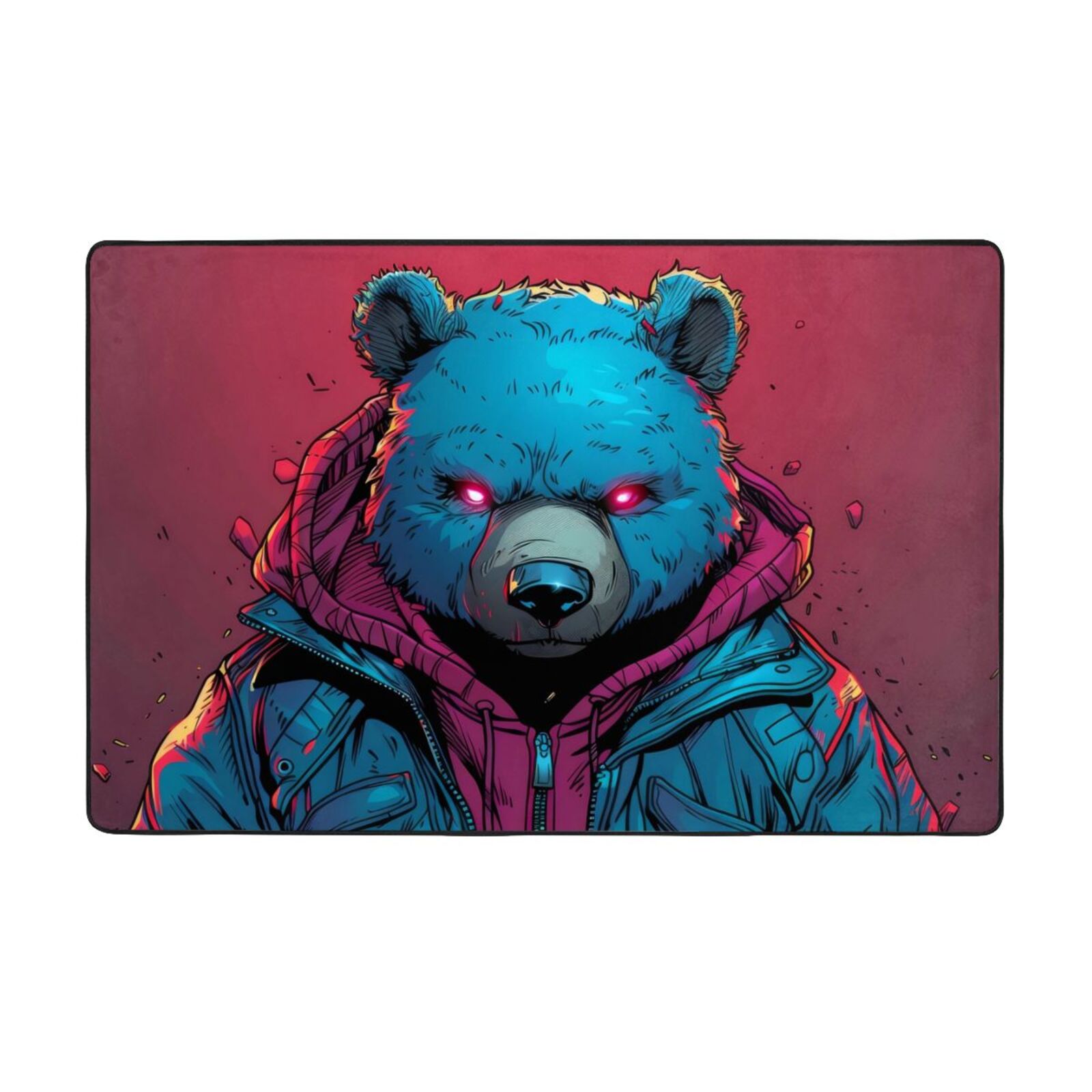 Neon Cyberpunk Blue Bear Universal Door Mat Indoor Entrance, 60×39 Non ...