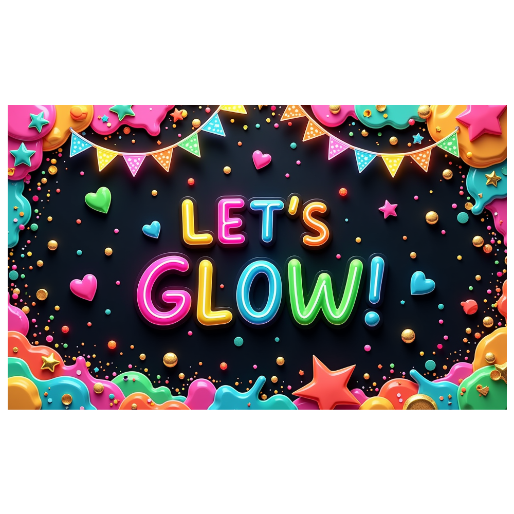 Neon Design Glow Banner Colorful Decoration Let's Glow Festival Sign ...