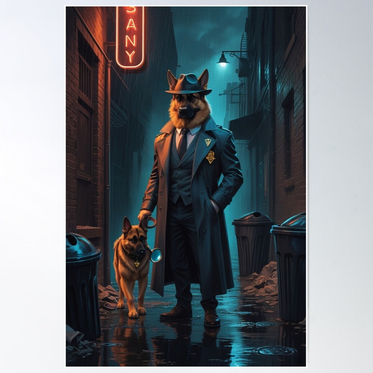 Neon Detective German Shepherd Â€“ Sleuth Dog And His Loyal Companion ...