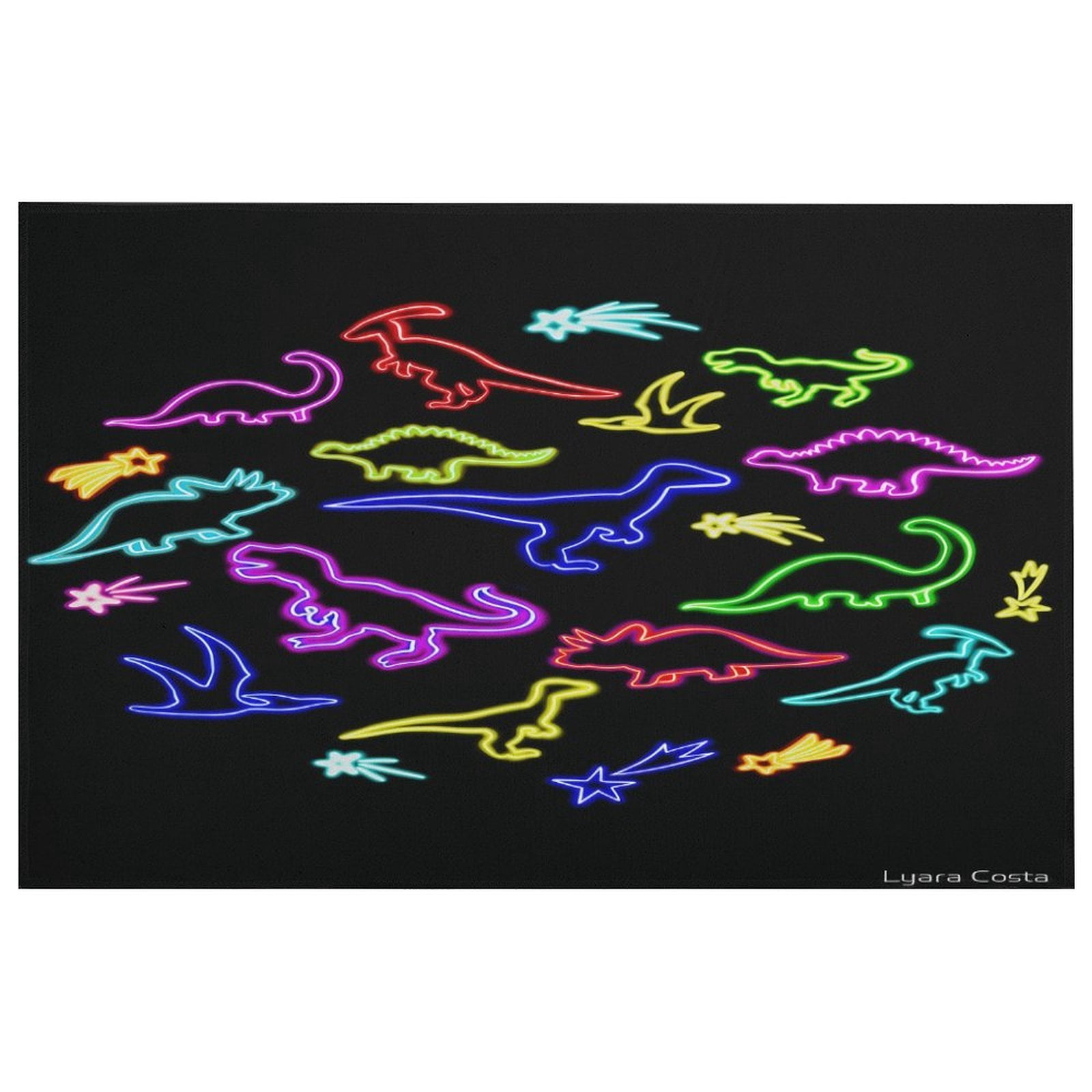 Neon Dino Stars Adult Home Decor Bedroom Living Room Crystal Velvet ...