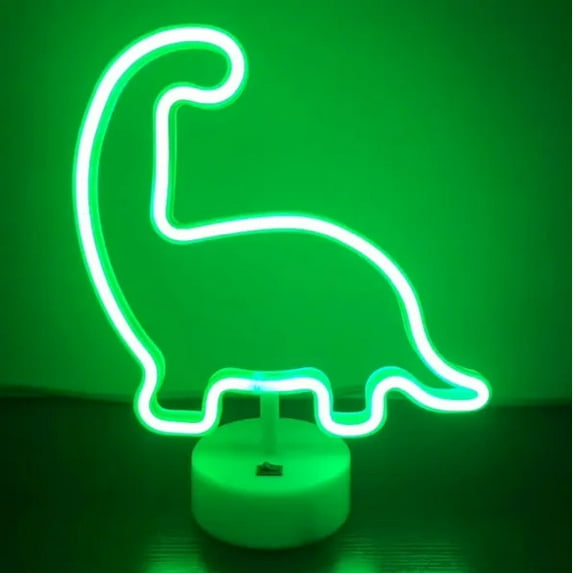 Neon Dinosaur Lamp LED Light - Bright LED Dino Night Light for Kids and ...