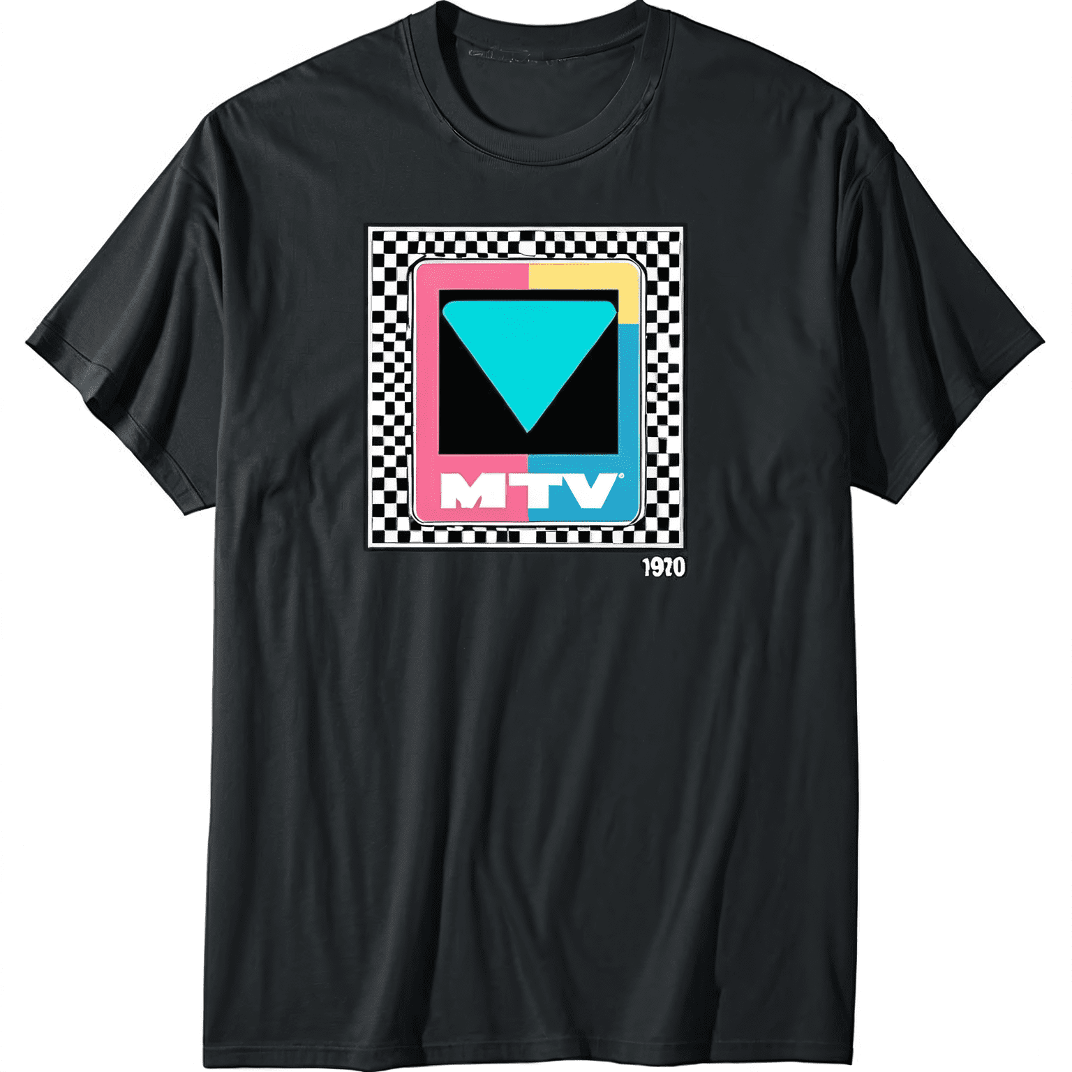 Neon Distressed Checkered Logo Graphic T-Shirt T-Shirt - Walmart.com