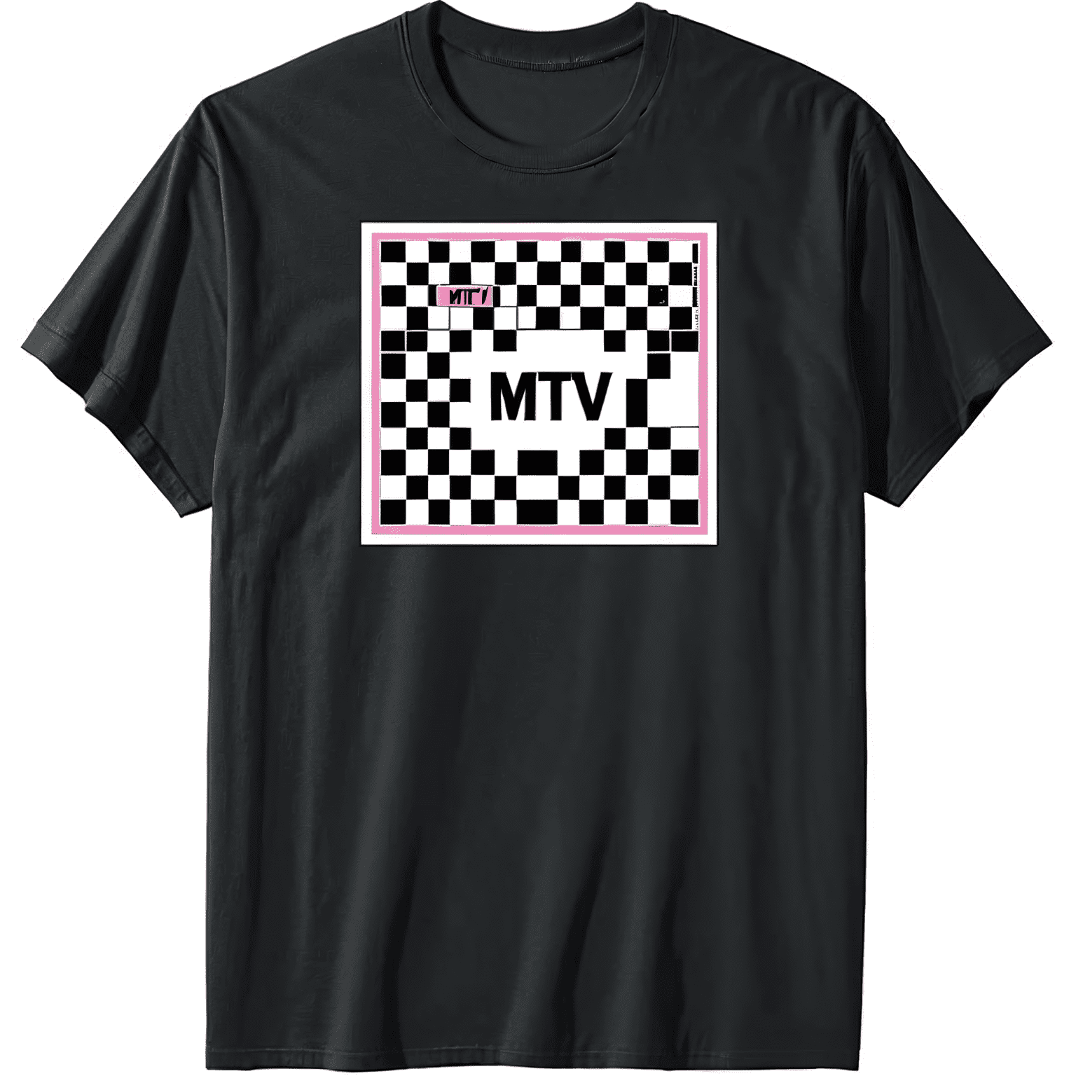 Neon Distressed Checkered Logo Graphic T-Shirt T-Shirt - Walmart.com