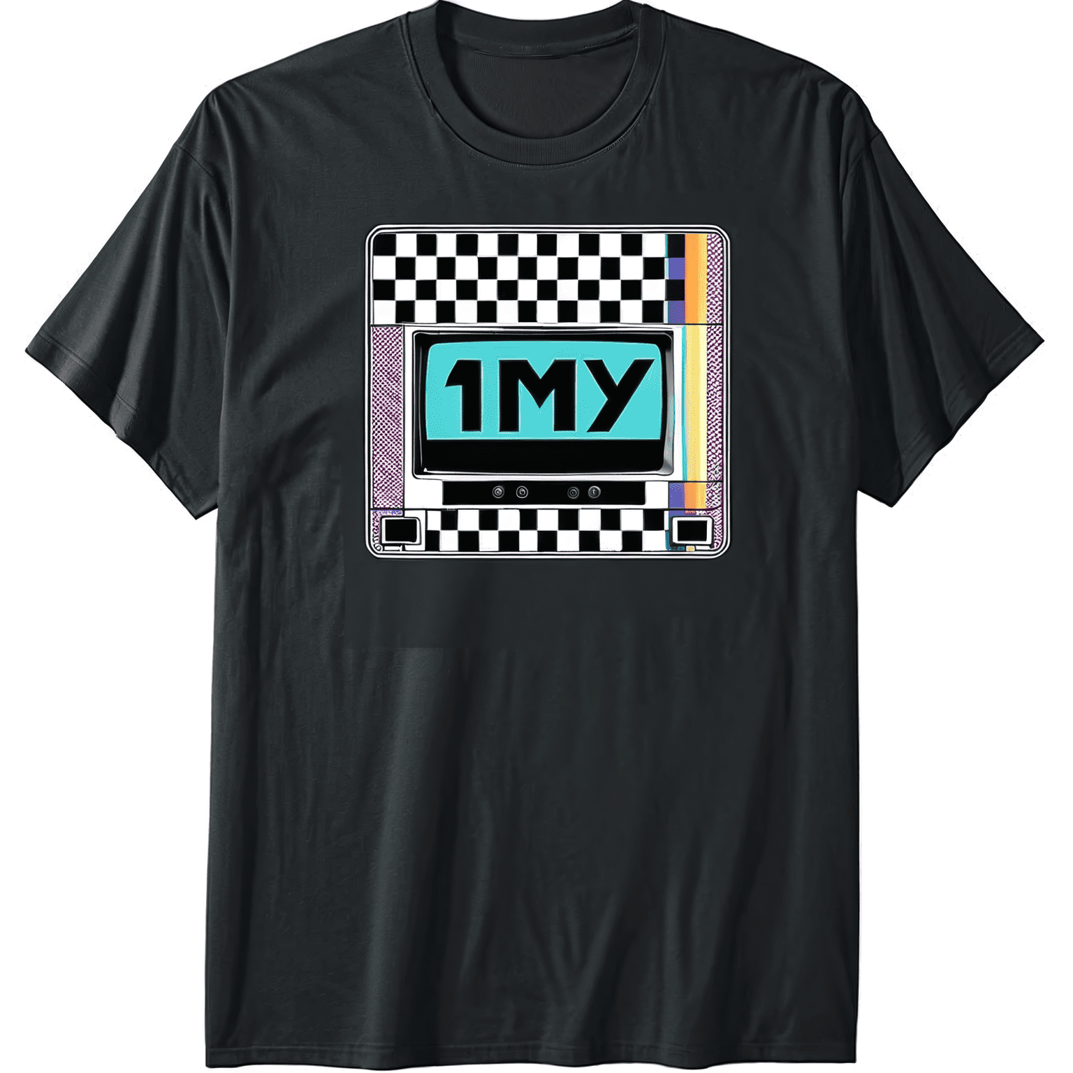Neon Distressed Checkered Logo Graphic T-Shirt T-Shirt - Walmart.com
