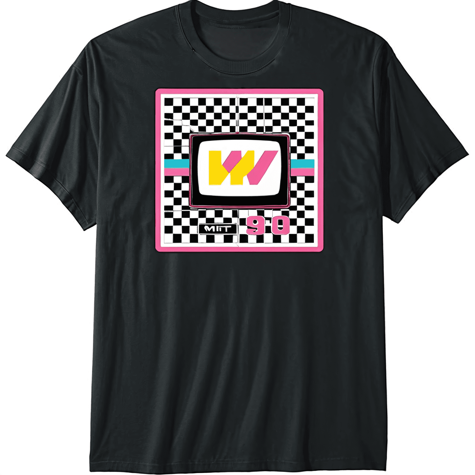 Neon Distressed Checkered Logo Graphic T-Shirt T-Shirt - Walmart.com