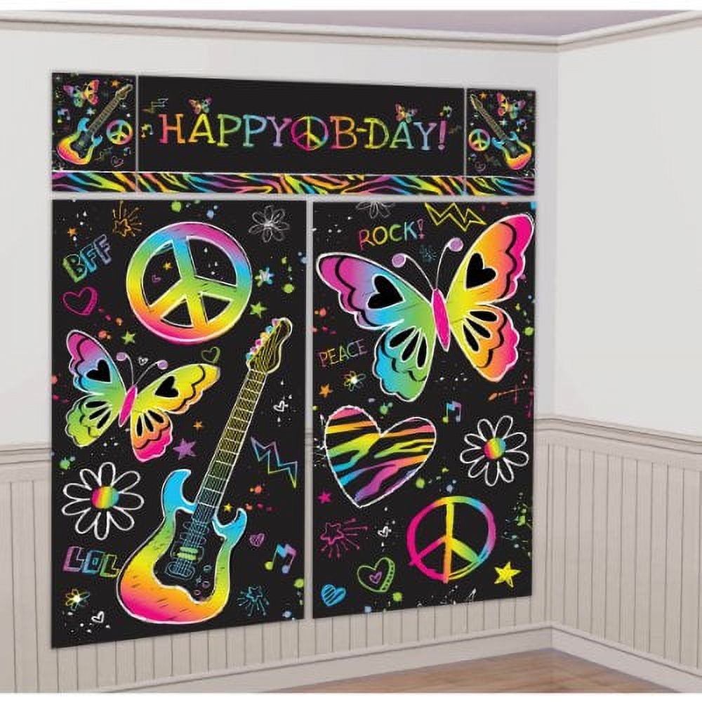 Neon Doodle Giant Scene Setter Wall Decorating Kit (5pc) - Walmart.com
