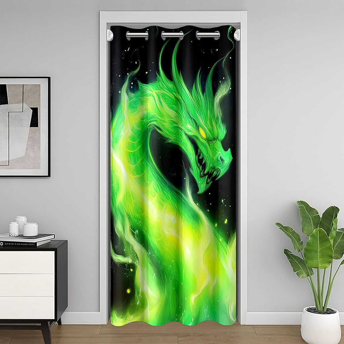 Neon Dragon Blackout Curtain 59"W X 80"L for Bedroom,Dragon Door ...