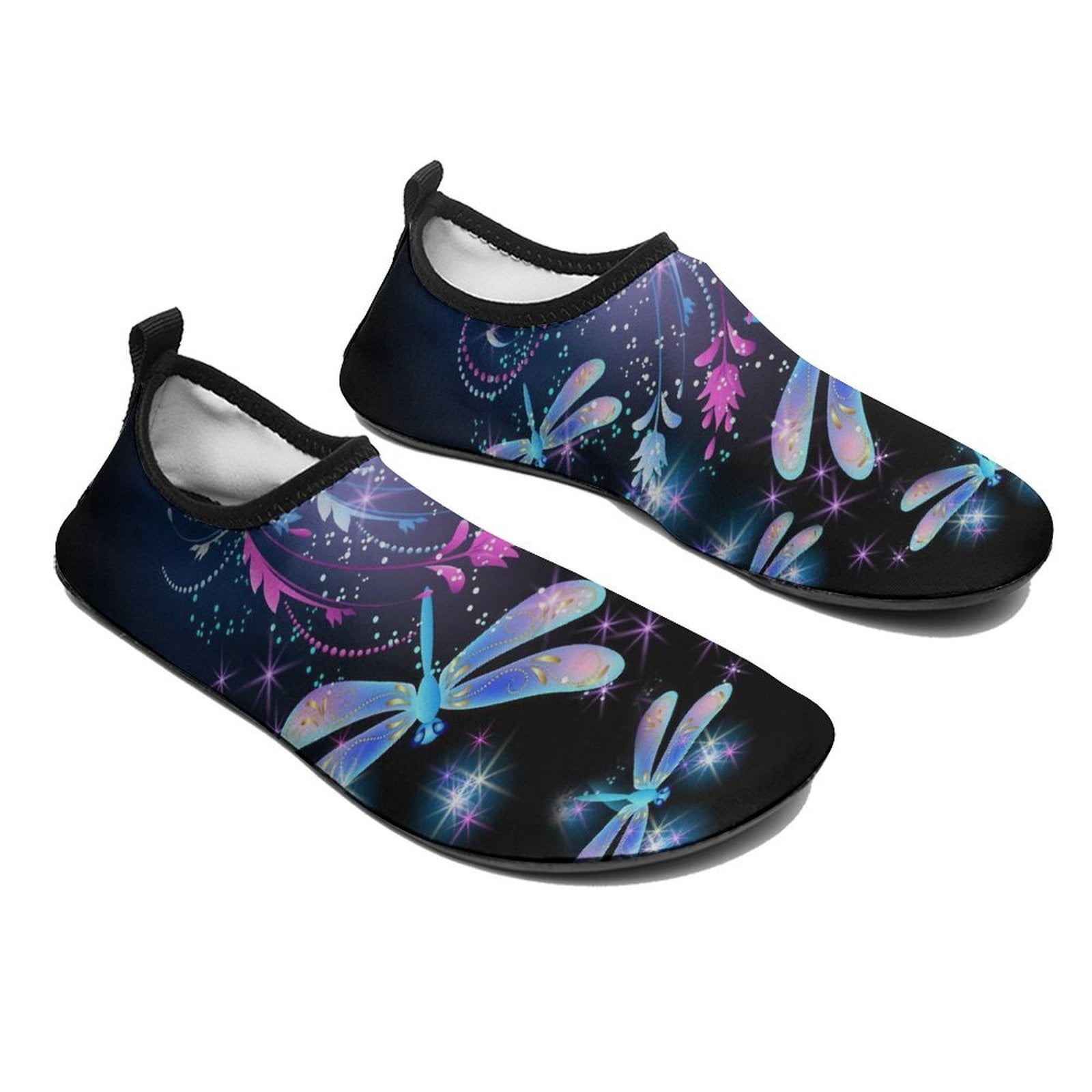 Neon Dragonfly with Golden Ornament And Rose with Shiny Smoke And Stars ...
