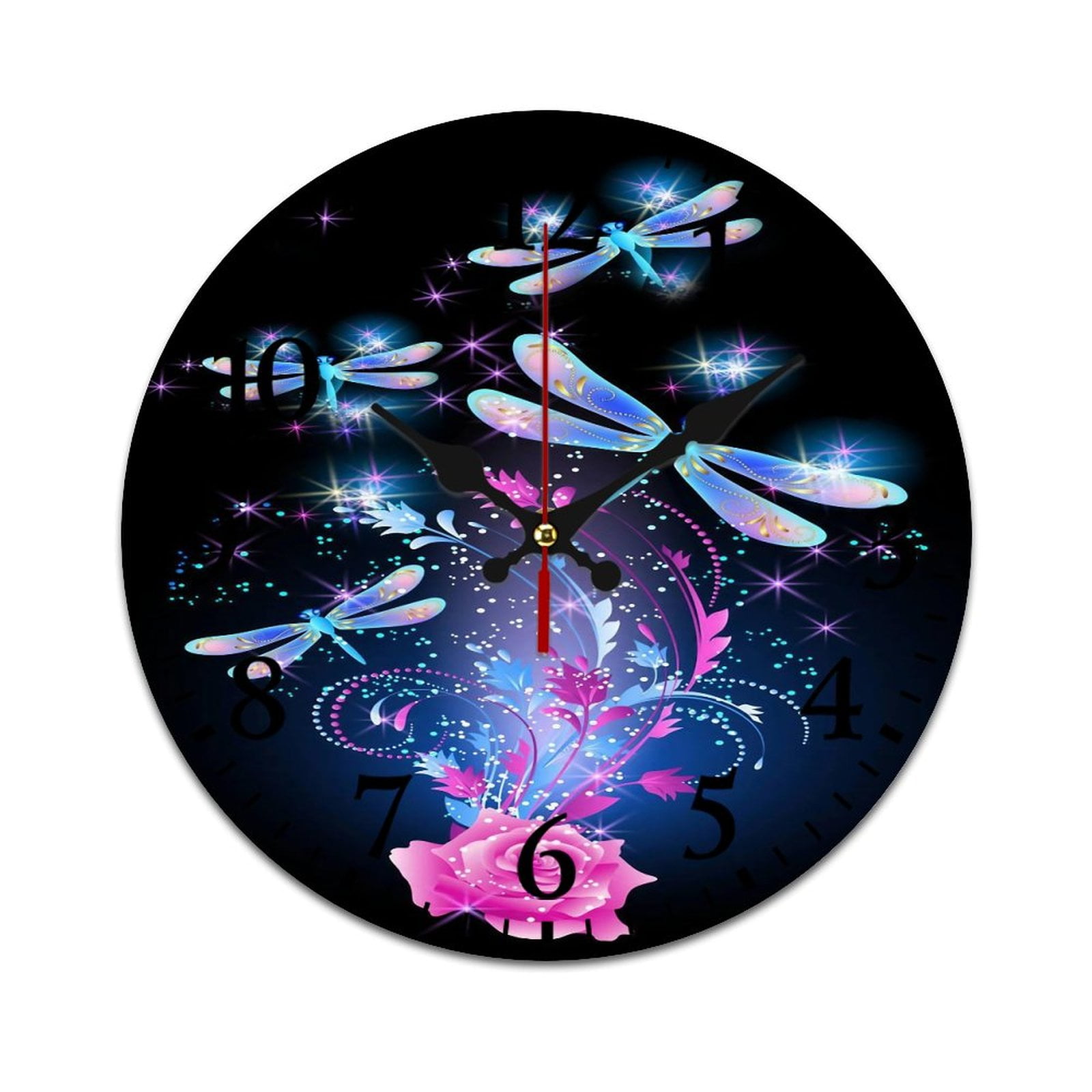 Neon Dragonfly with Golden Ornament And Rose with Shiny Smoke And Stars ...