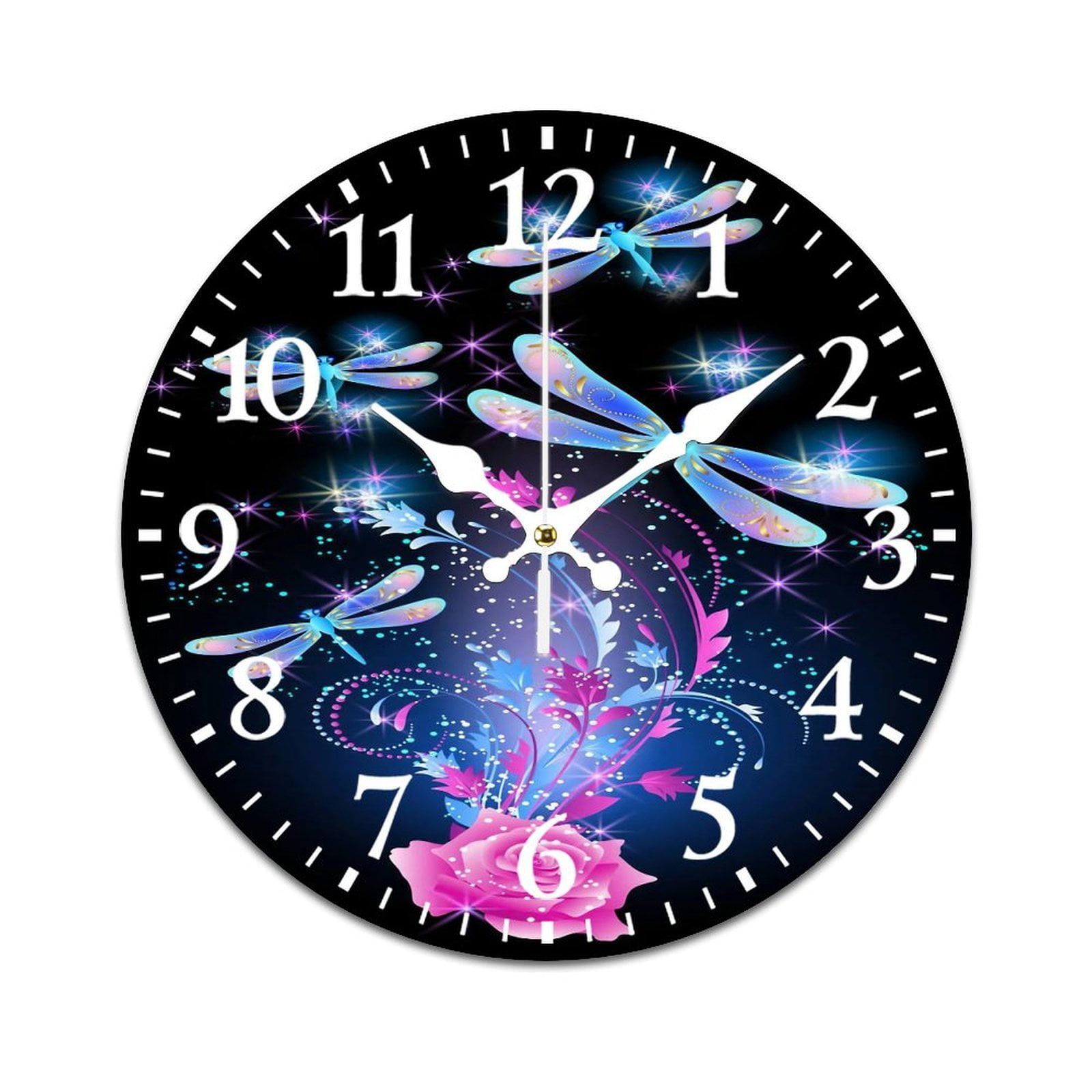 Neon Dragonfly with Golden Ornament And Rose with Shiny Smoke And Stars ...