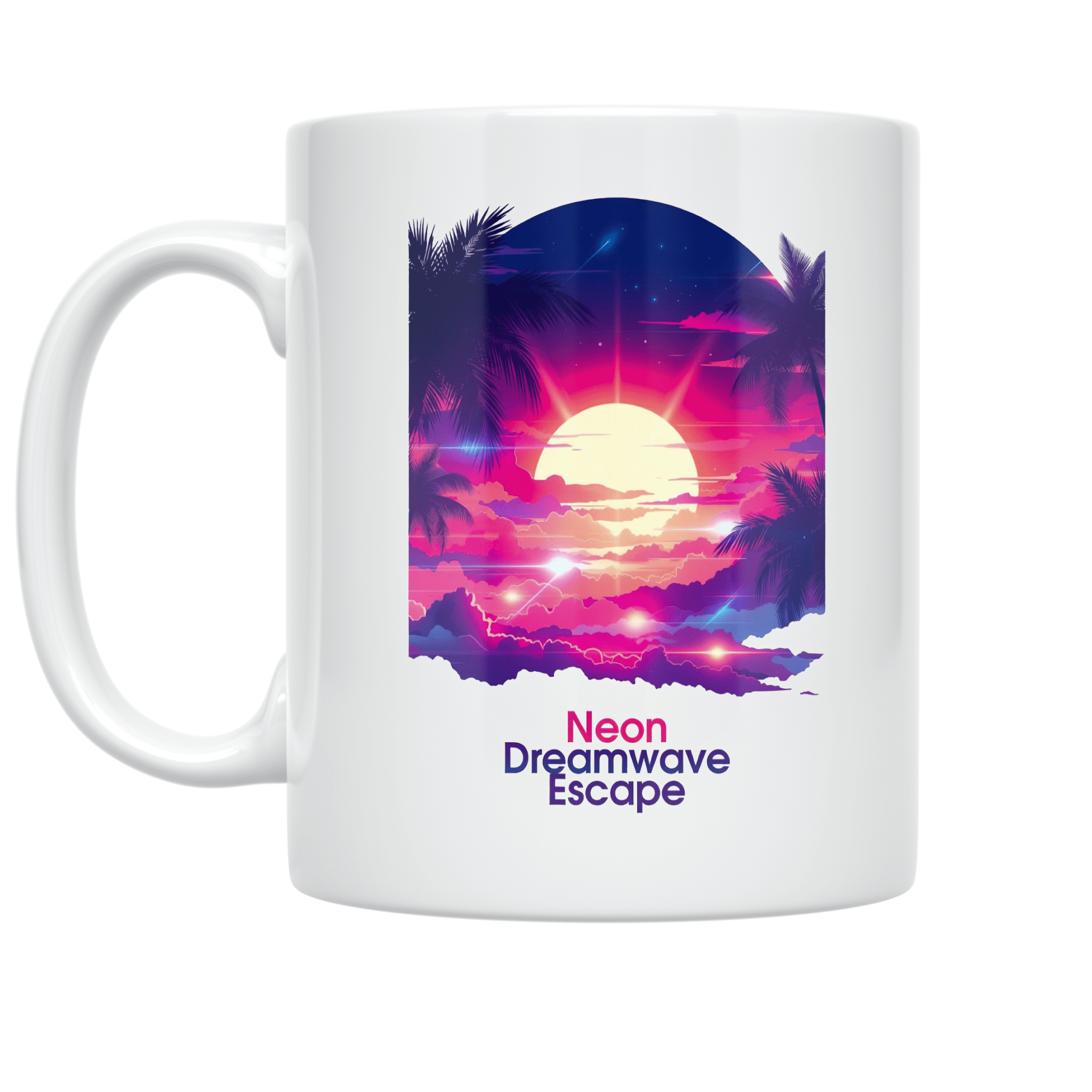 Neon Dreamwave Escape Art - 80s Design Enthusiast - 11 oz Ceramic ...