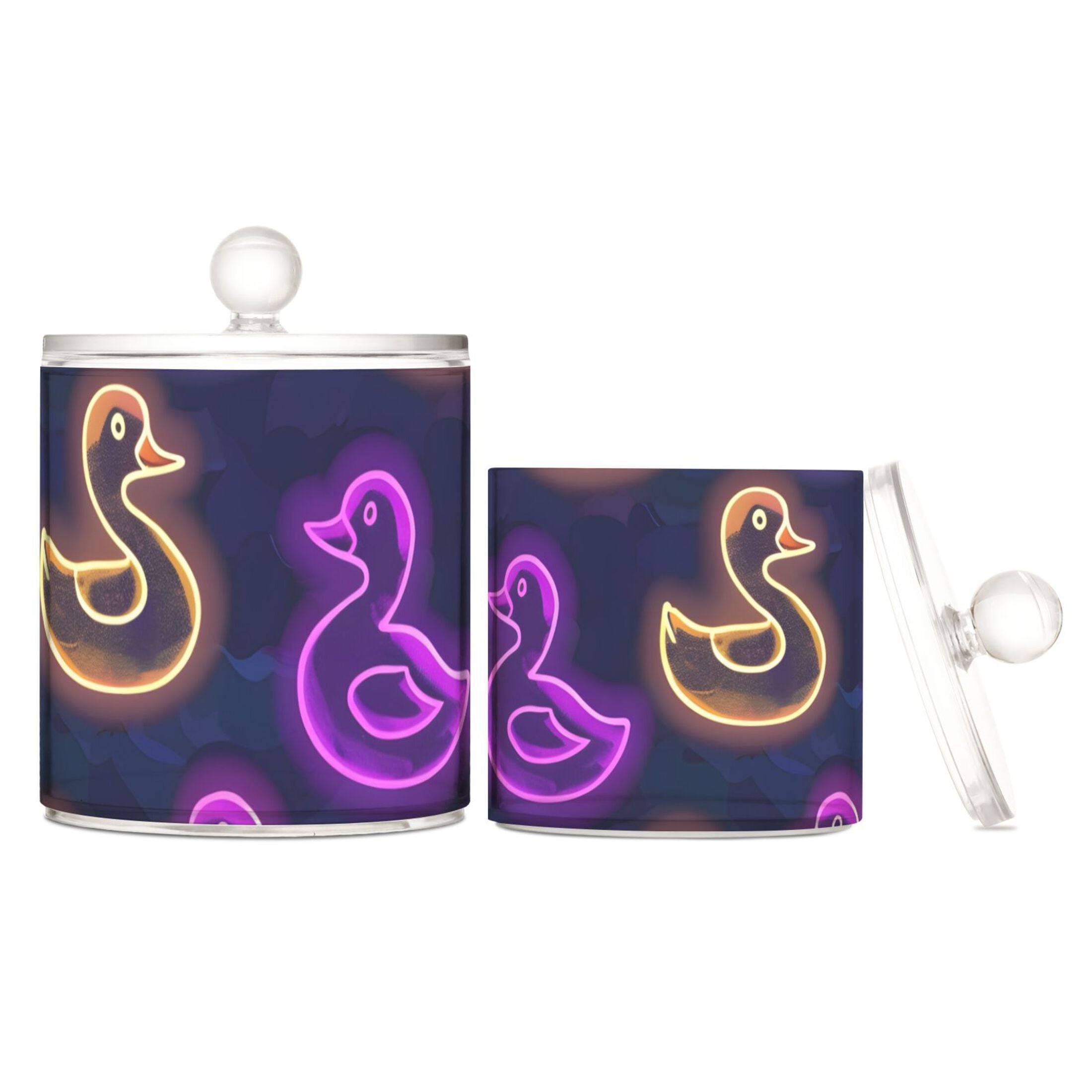Neon Ducks Translucent Plastic Cans Storage Canisters with Lid Two ...