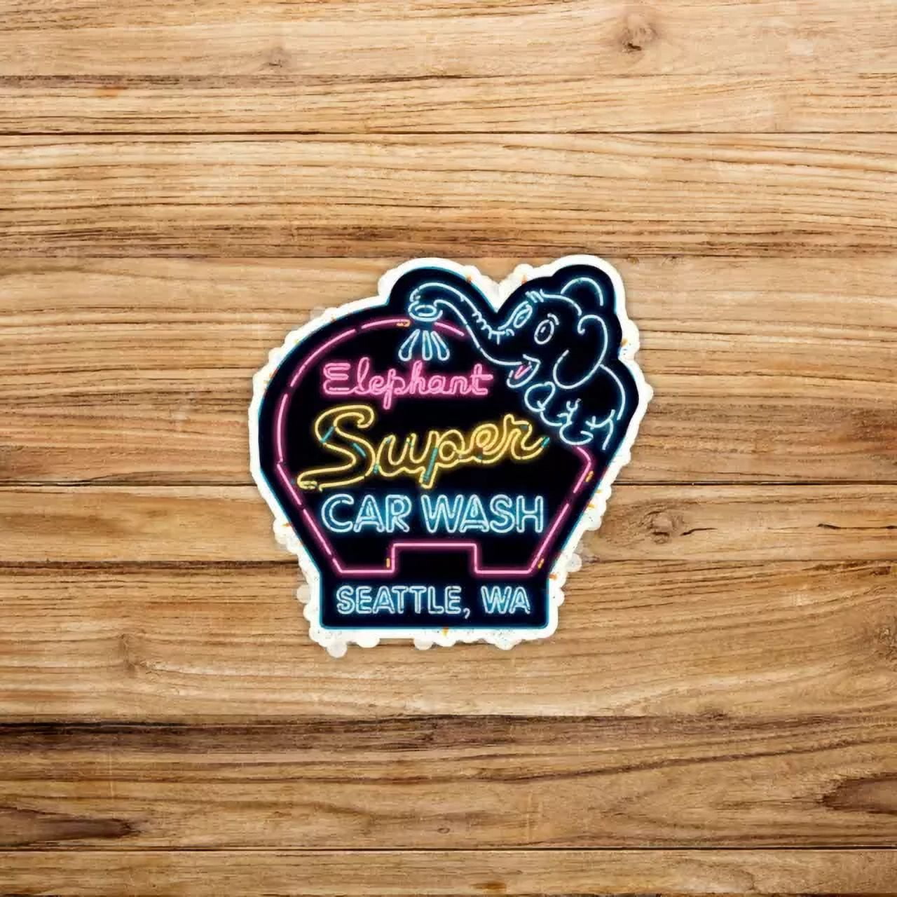 Neon Elephant Super Car Wash Seattle Wa Sticker Decal Sign Artphone ...