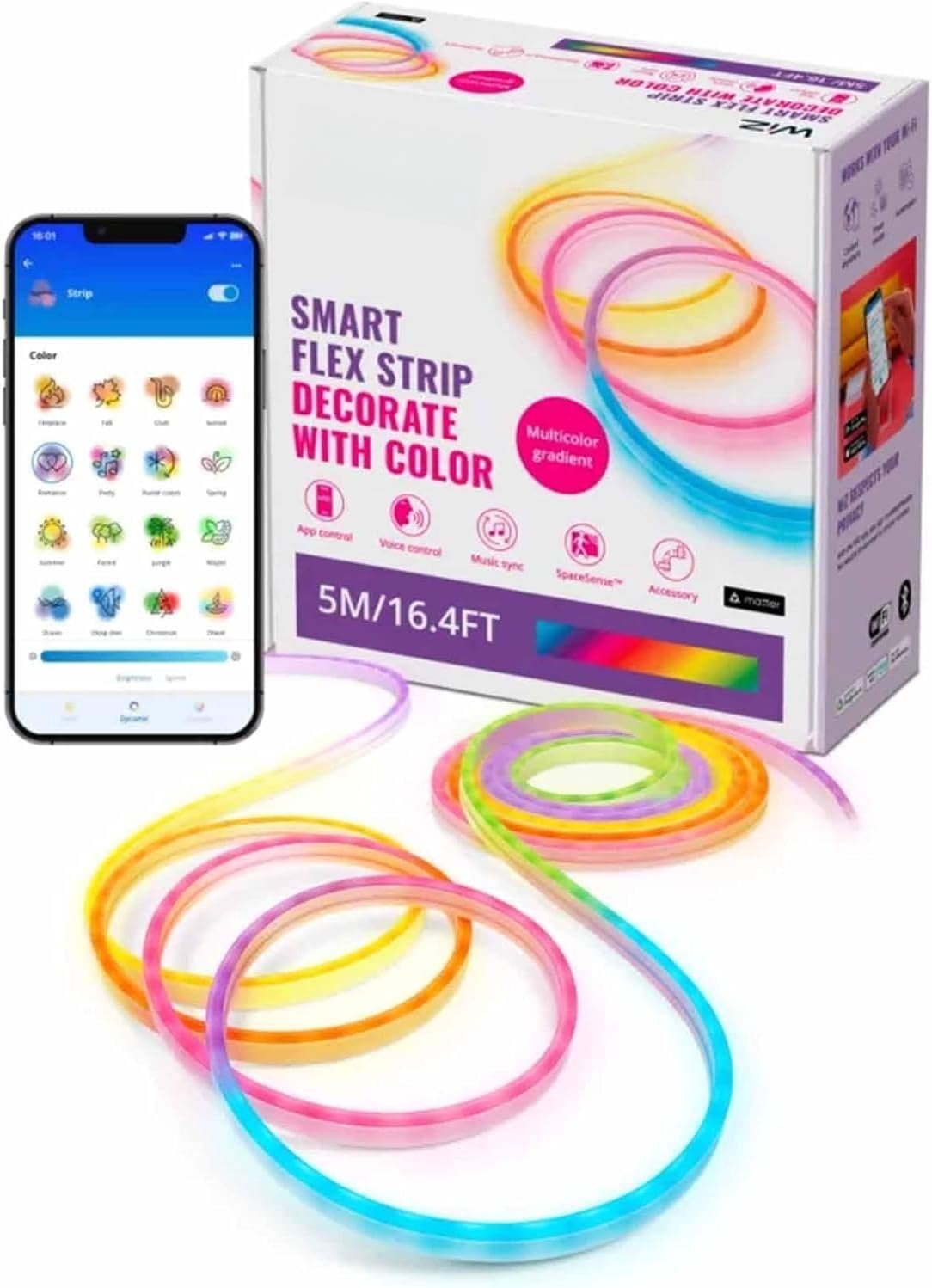 Neon Flex Strip - 16.4 ft (Two 8.2ft Strips), 16 Million Colors ...