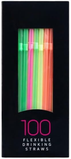 Neon Flexible Straws – Bright & Colorful Bendable Drinking Straws for ...