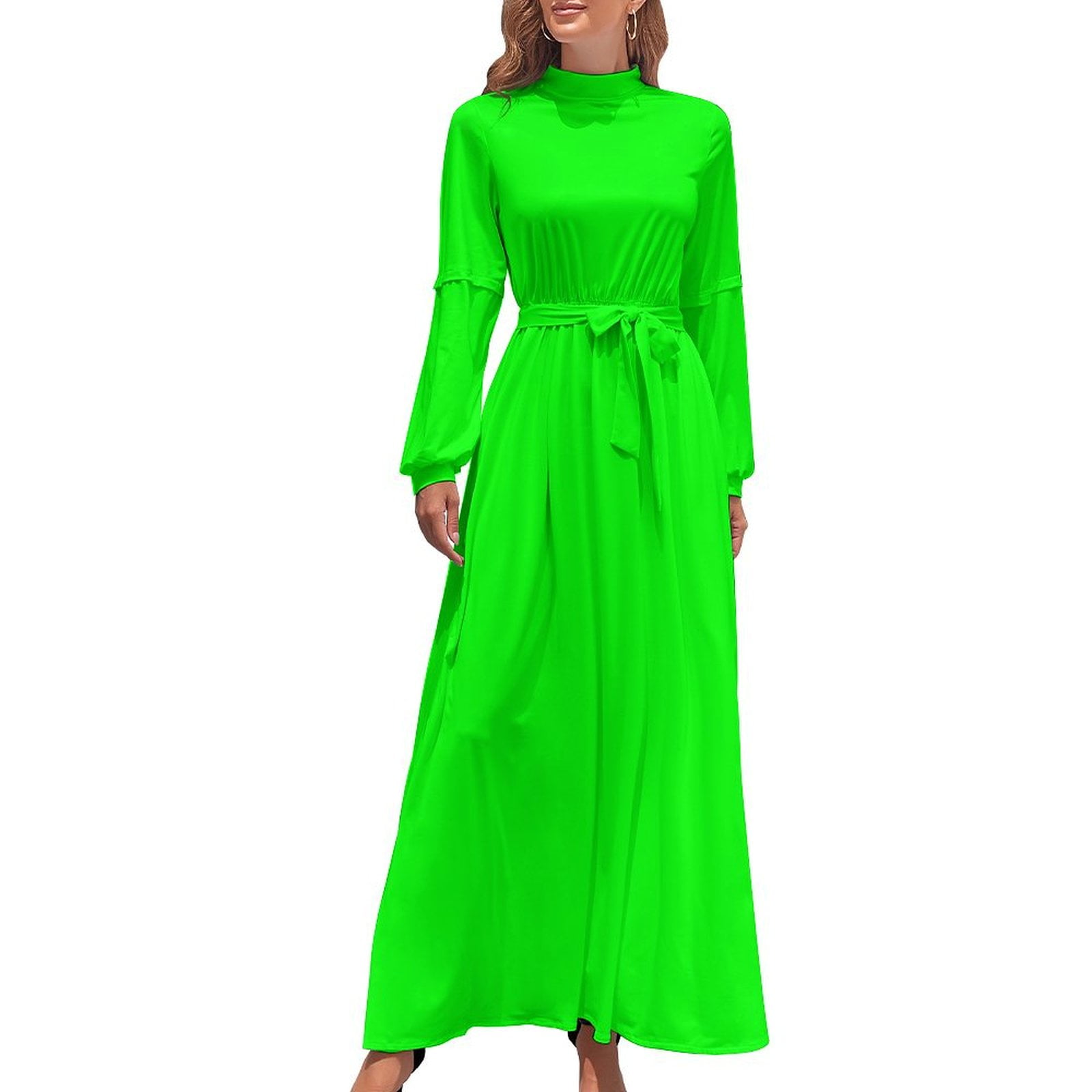 Neon Fluorescent Green Long Dress birthday dresses for women prom dress ...