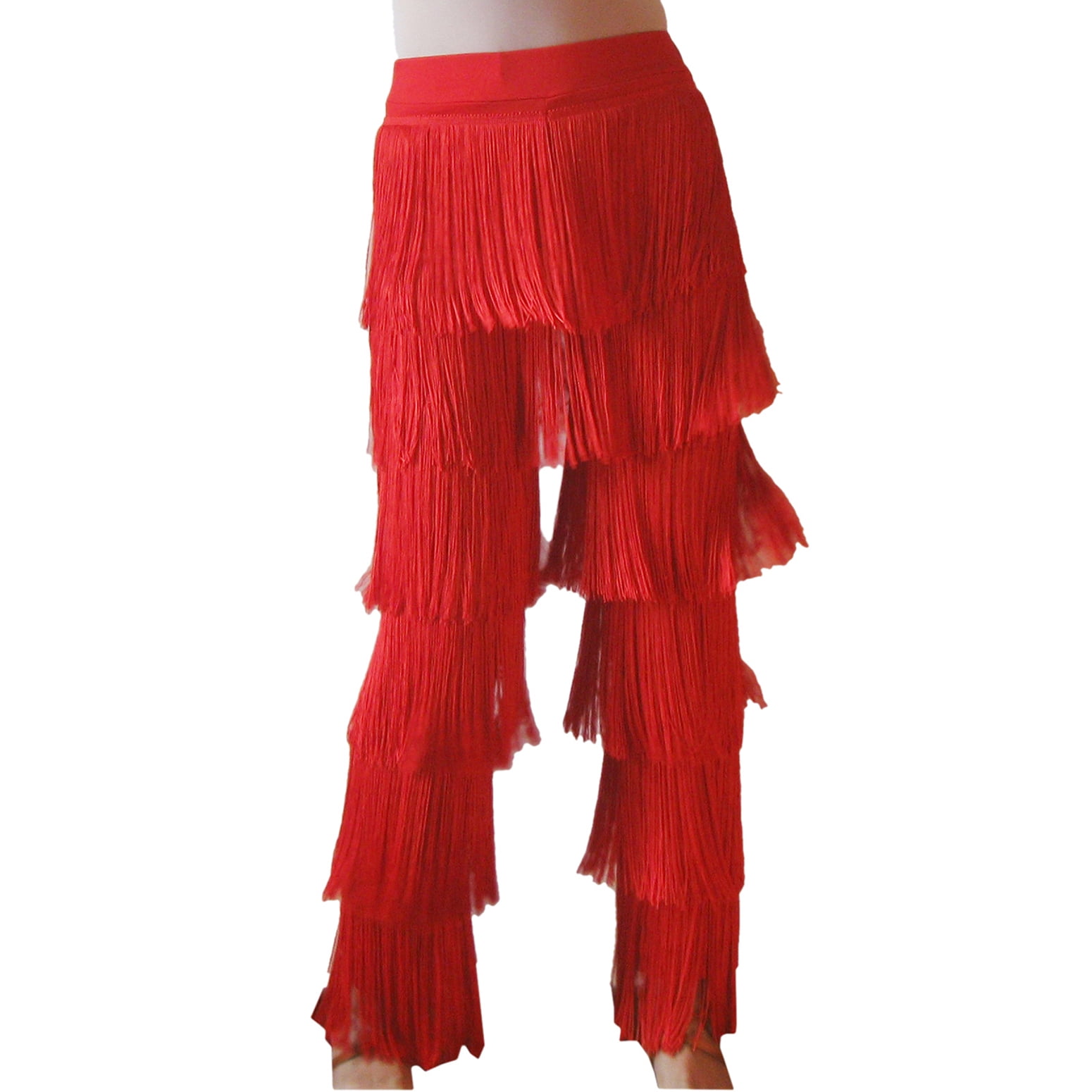 Neon Fringe Layers Tassels Women's Performance Latin Salsa Dance Pants ...