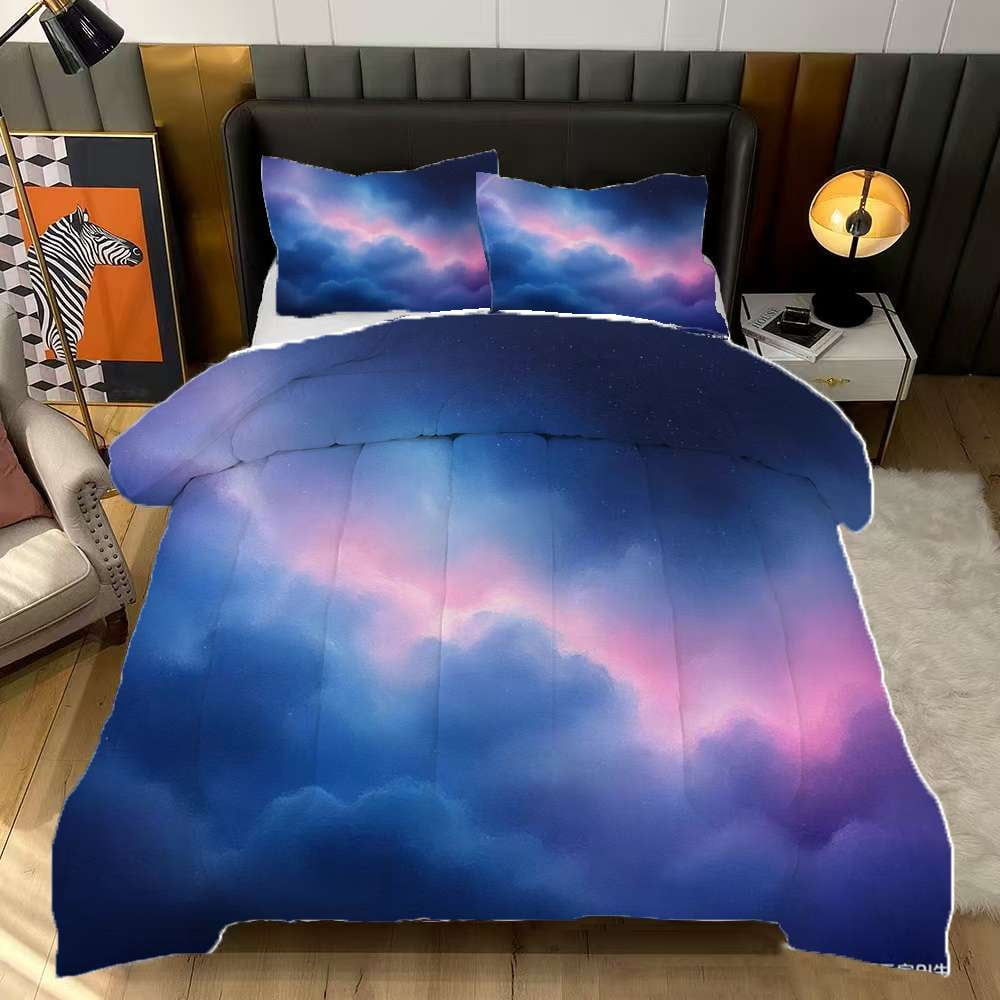 Neon Galaxy Nebula Universe Starlight Comforter Set King Size Bedding ...
