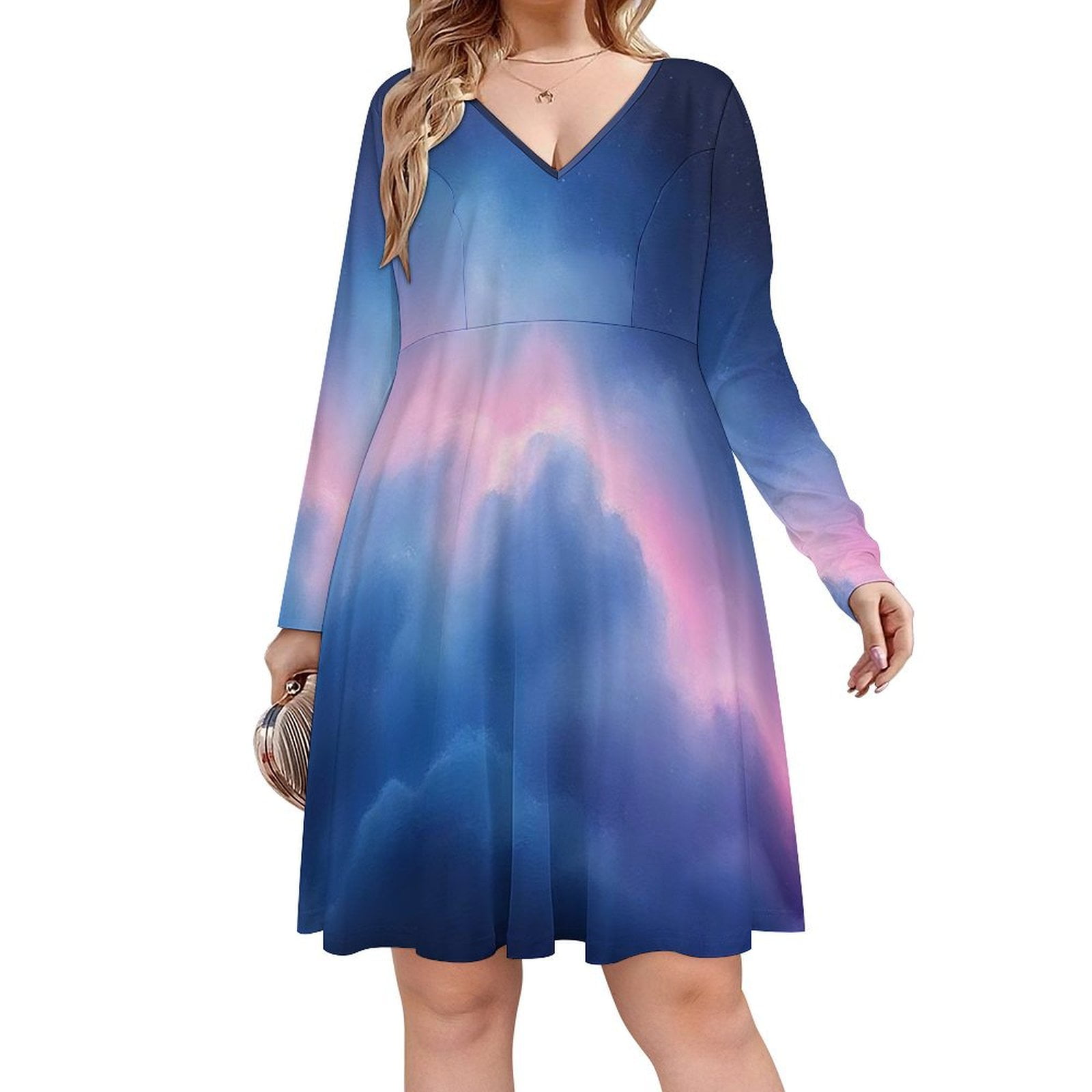 Neon Galaxy Nebula Universe Starlight Long Sleeve Dresses For Women ...