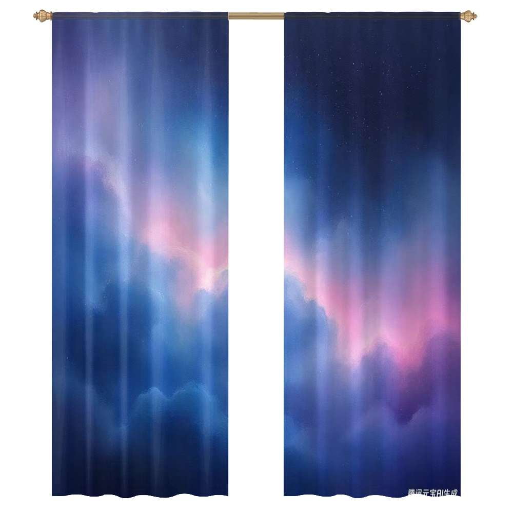 Neon Galaxy Nebula Universe Starlight Tulle Curtains For Living Room ...
