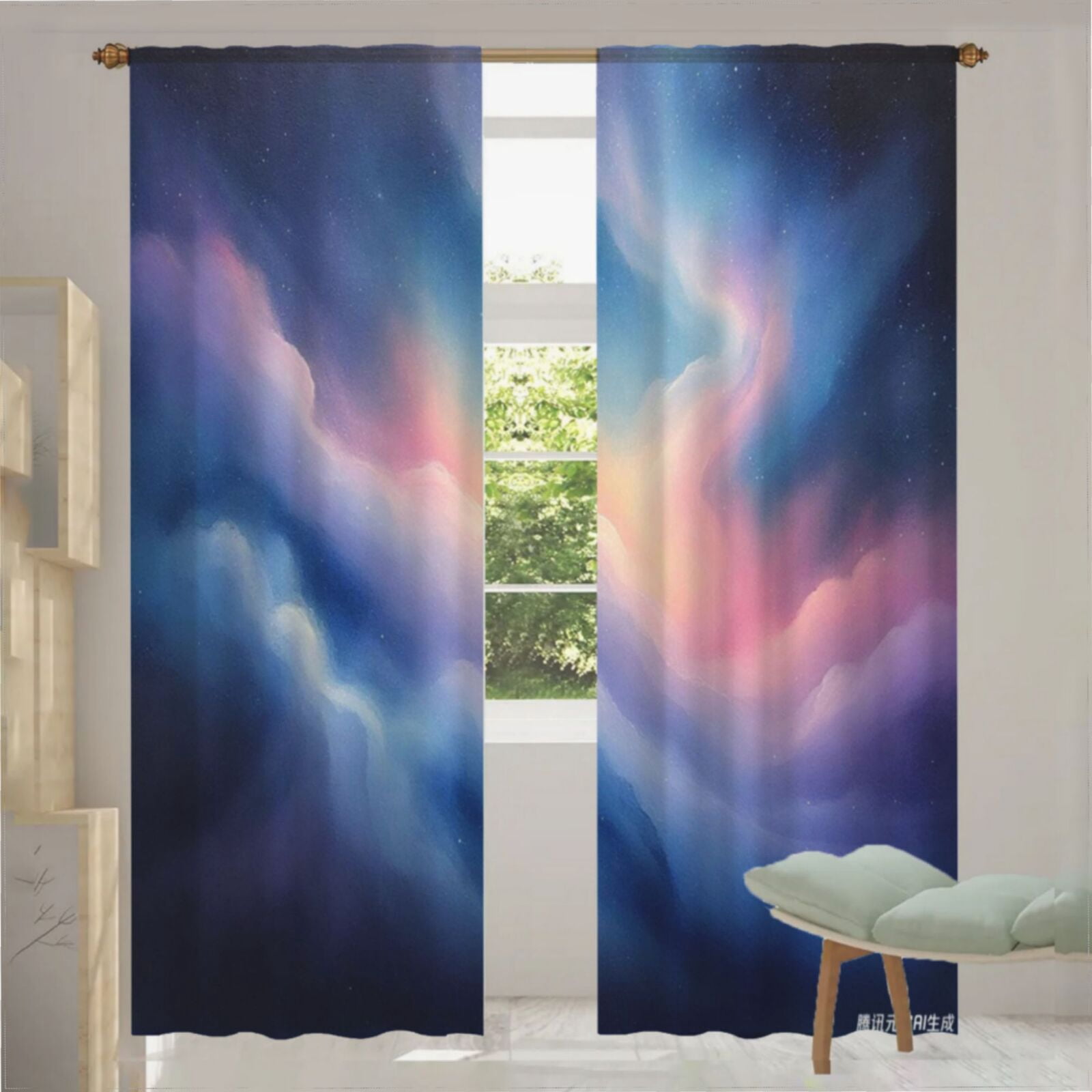 Neon Galaxy Universe Starlight Curtains for Living Room Bedroom Decor ...