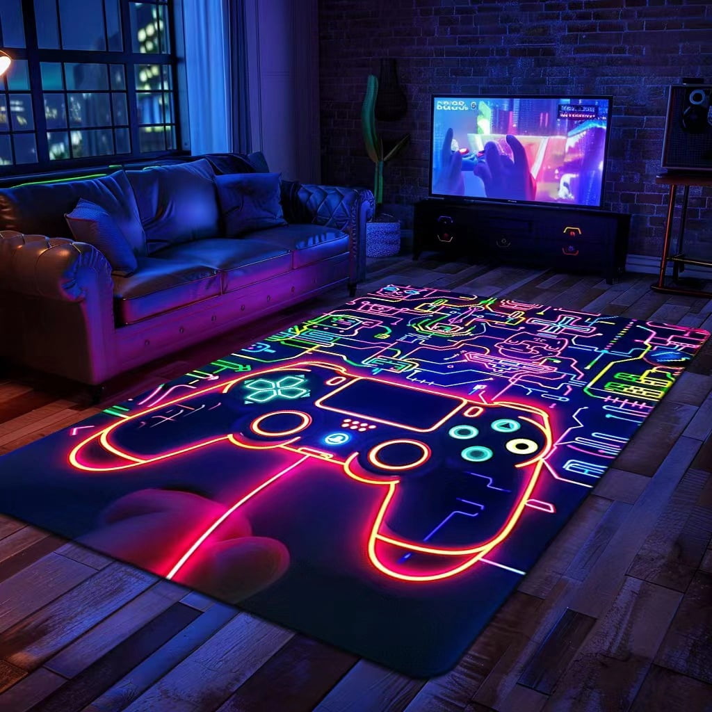 Neon Game Controller Gaming Rug for Gamer Room Decor - Walmart.com
