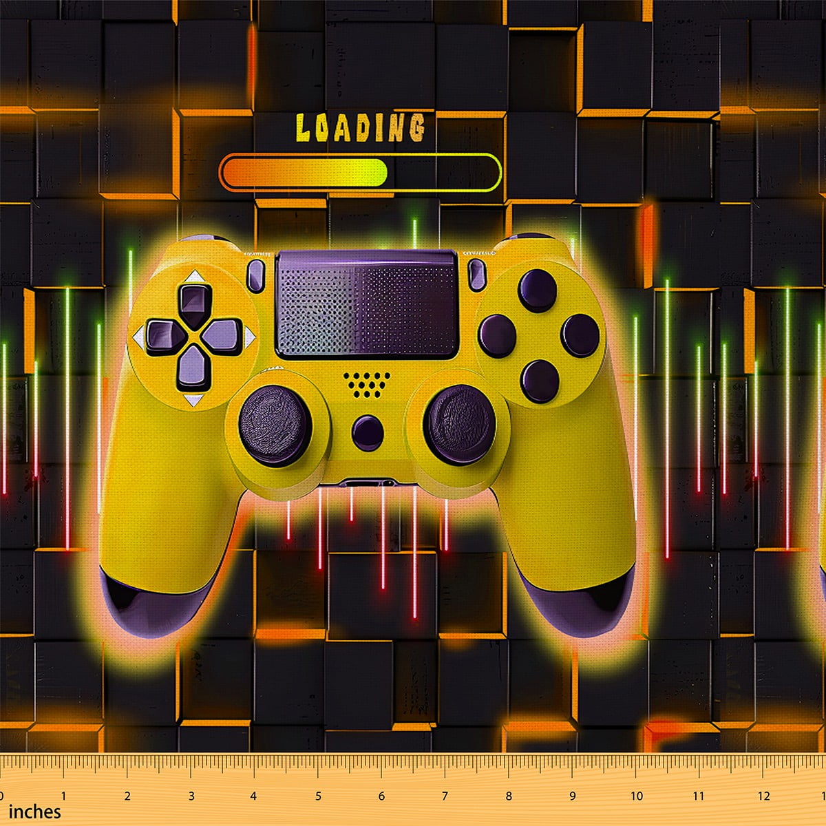 Neon Gamepad Fabric By The Yard for Kids Boys,Modern 3D Gaming ...