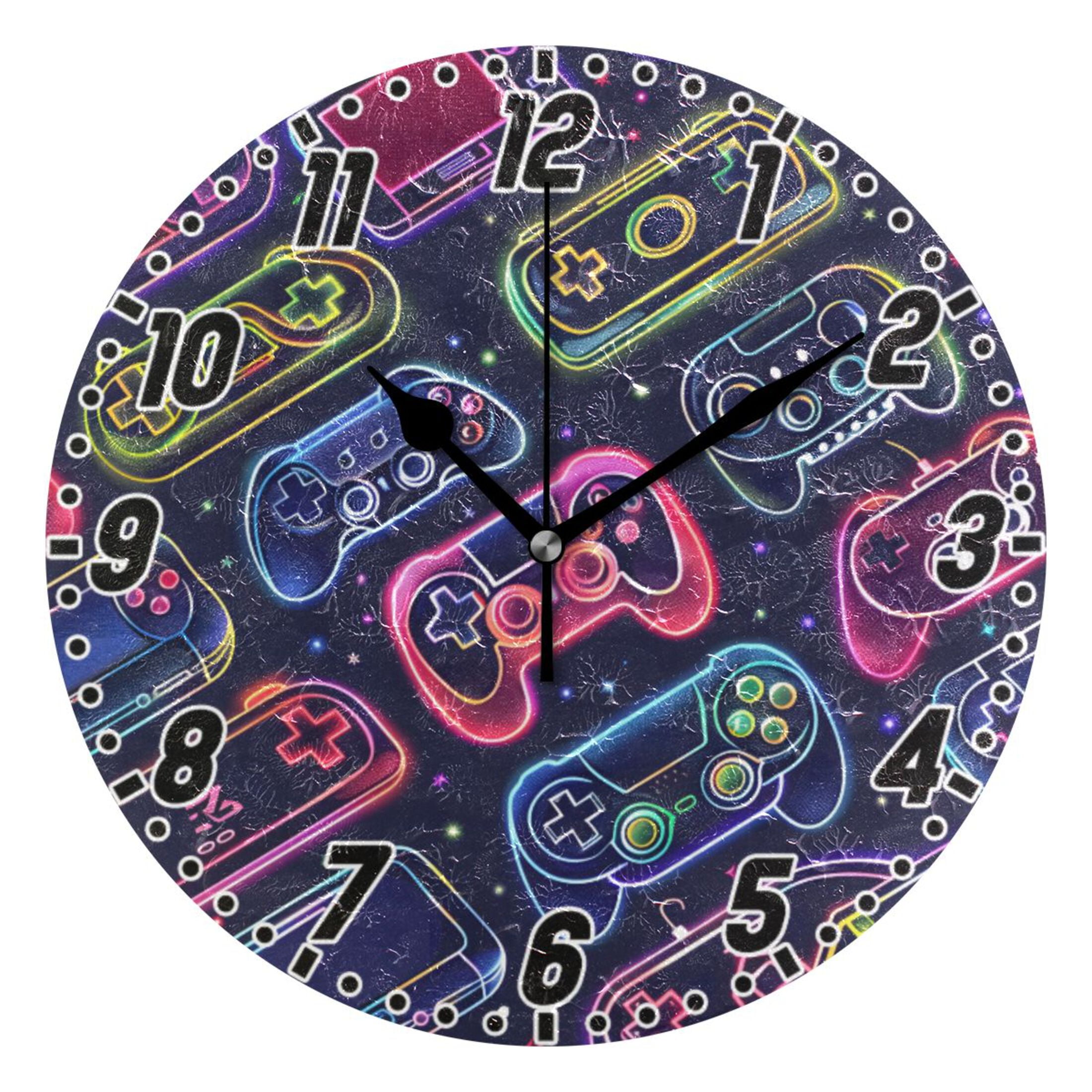 Neon Gaming Joystick Wall Clock 9.8 inch Battery Operated Clocks Non ...
