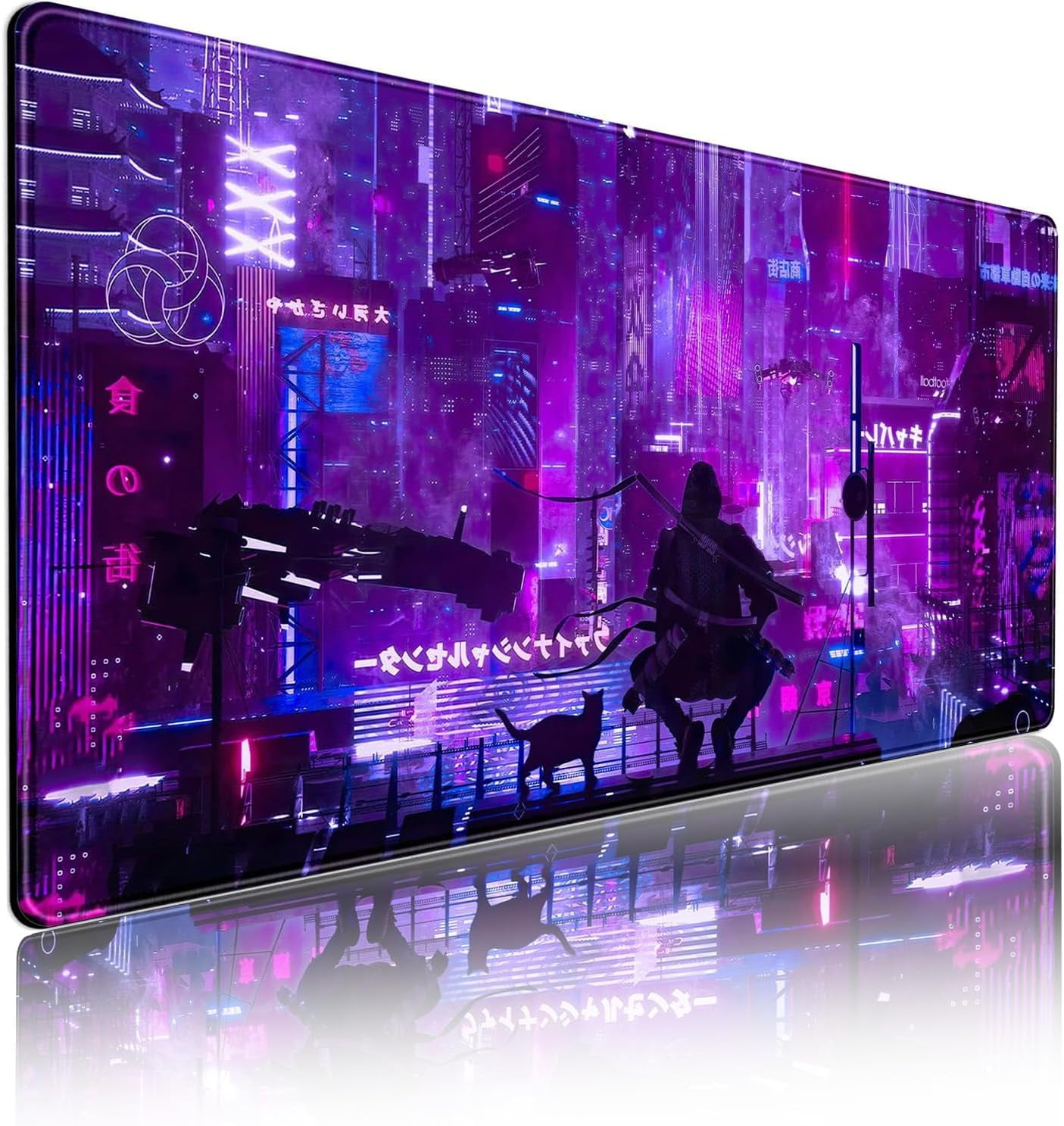 Neon Gaming Mouse Pad XXL Extended Purple Mousepad Large Japanese Desk ...