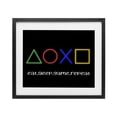 Neon Gaming Symbols & Words Black Framed Print Under Glass, design by ...