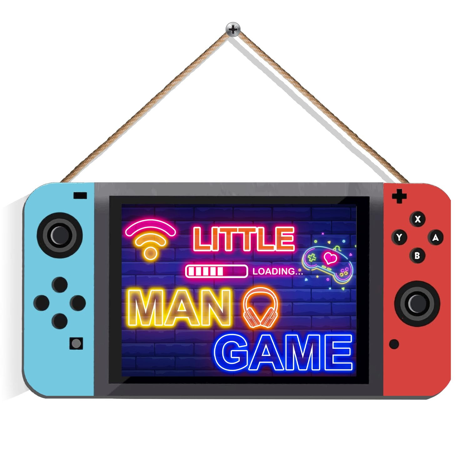 Neon Gaming Wooden Door Sign Home Wall Hanging Sign Little Man Game ...