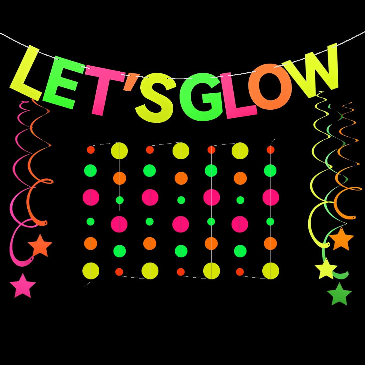 Neon Garland Neon Streamers Black Light BSL1 Decorations for Dark Glow ...