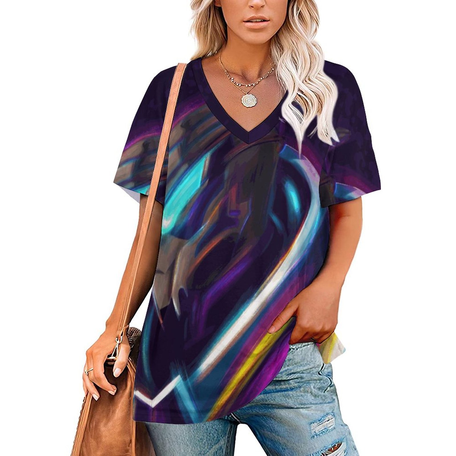Neon Garrus Vakarian Fan Art Women'S T-Shirt Summer Fashion Print ...