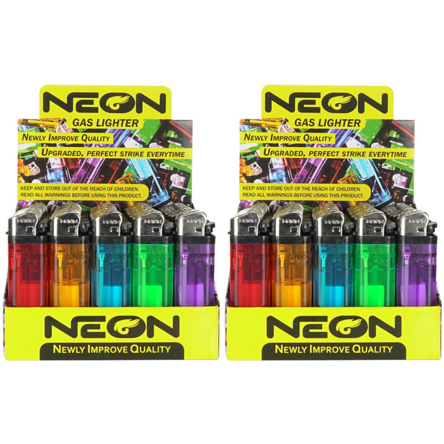 Neon Gas Disposable Lighters Perfect Strike Every time 50 Count Per ...