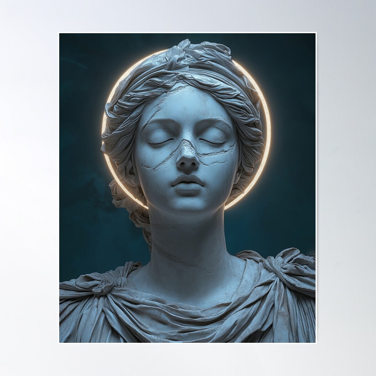 Neon Gaze: Futuristic Greek Sculpture Poster Wall Art, Modern Wall ...