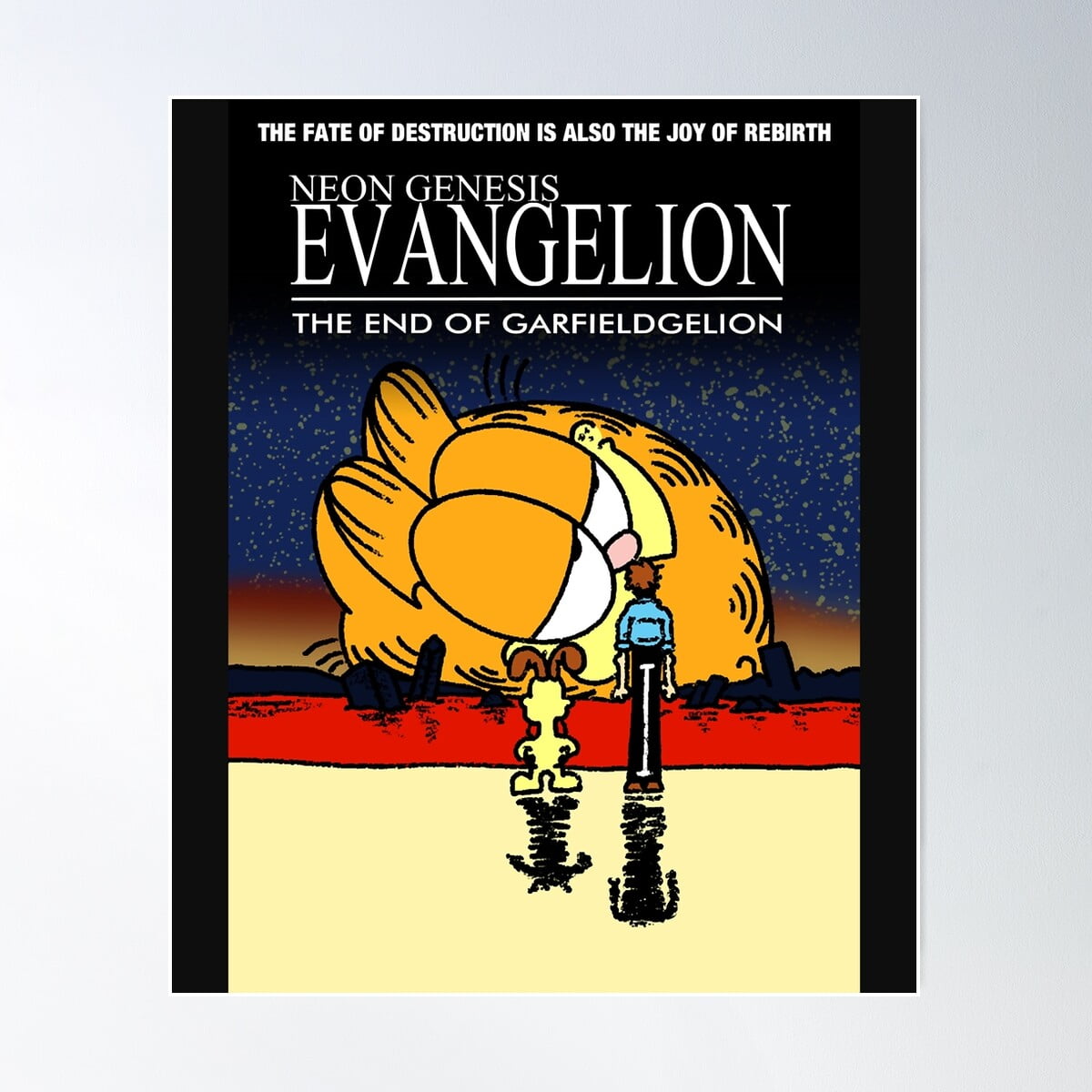 Neon Genesis Evangelion Garfield Poster Wall Art, Modern Wall Decor For ...