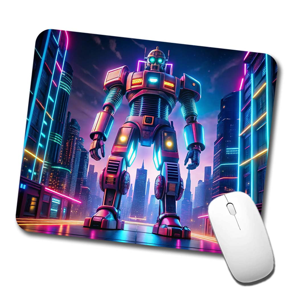 Neon Giant Sci-fi Robot Mouse Pad Low Profile Gaming Mat: Electronics ...
