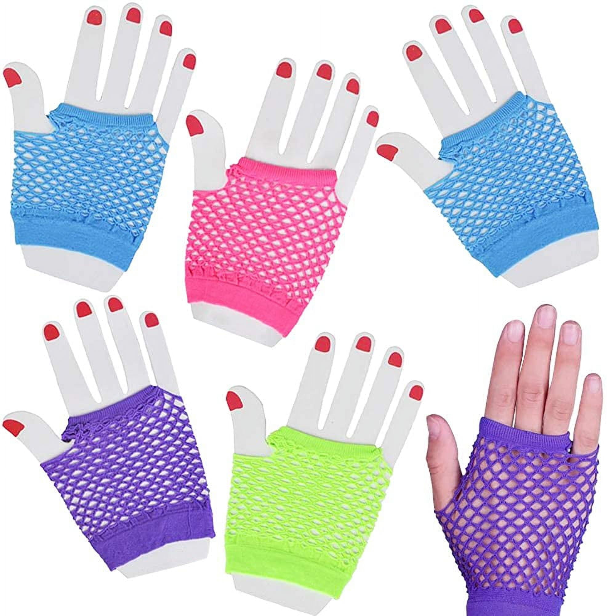 Neon Gloves for Kids, Set of 12, Fishnet Wrist Gloves, Perfect Neon ...