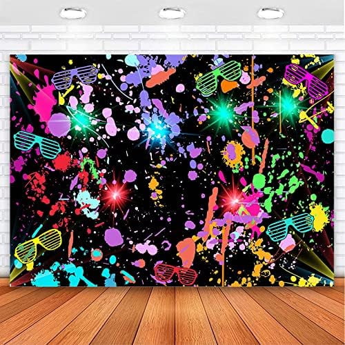 Neon Glow in The Dark Backdrop Paint Splatter Graffiti Glow Party 80s ...
