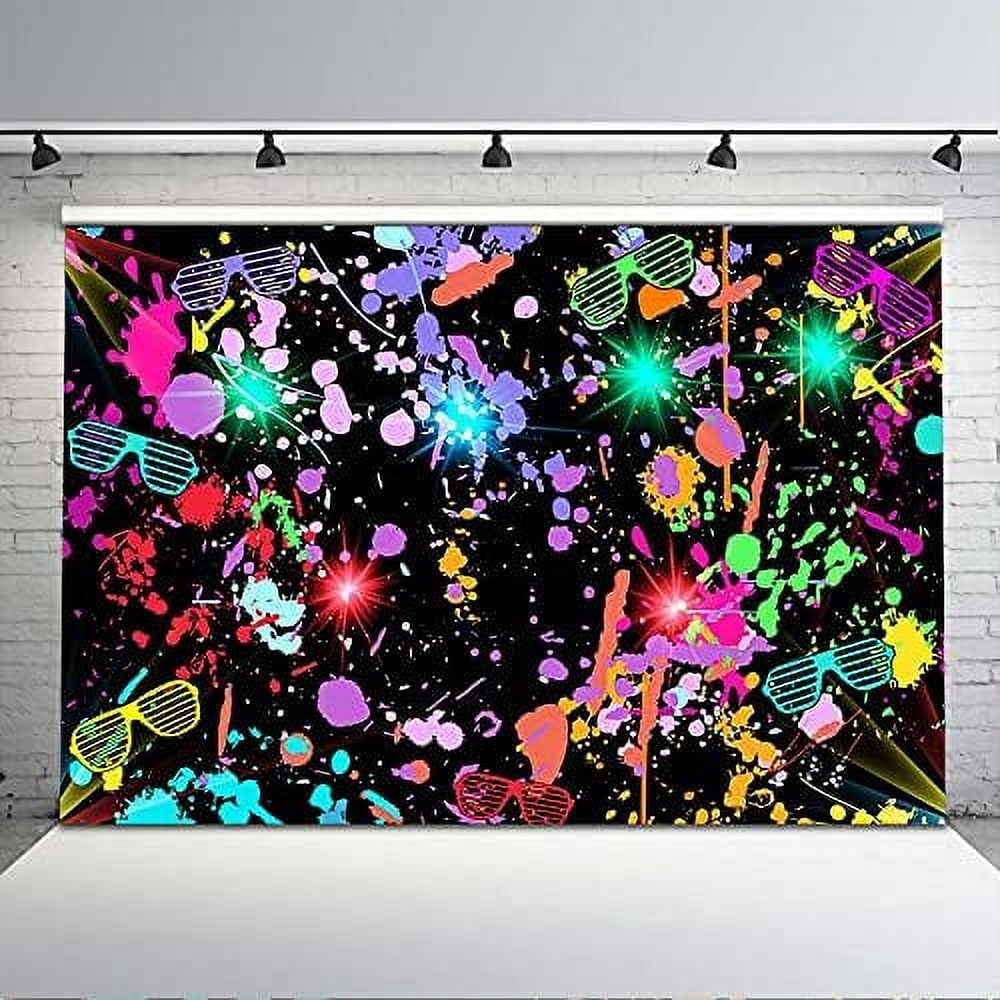 Neon Glow in The Dark Backdrop Paint Splatter Graffiti Glow Party 80s ...
