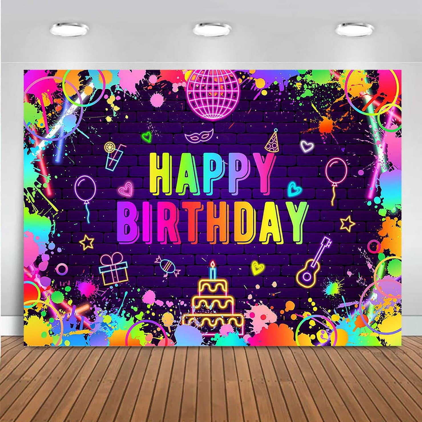 Neon Glow Party Birthday Backdrop Glow in The Dark Neon Party ...