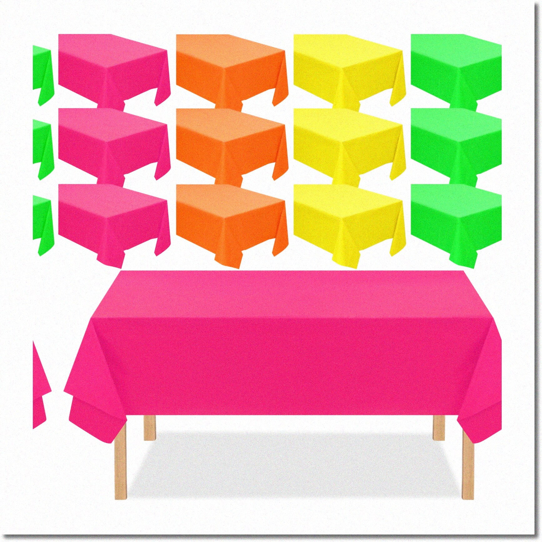 Neon Glow Party Pack - Vibrant Plastic Tablecloth Set for Birthdays ...