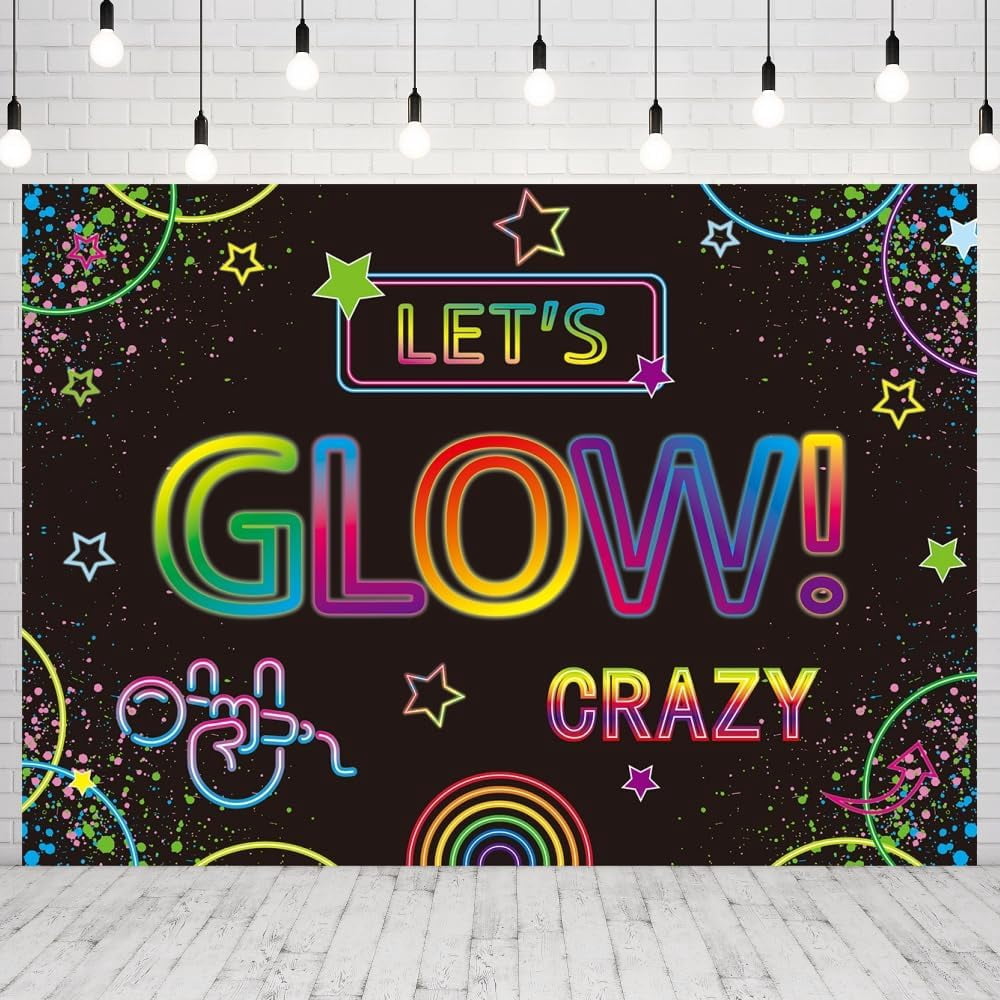 Neon Glow Party Photography Background Glow in The Dark Let\u2019s Glow ...