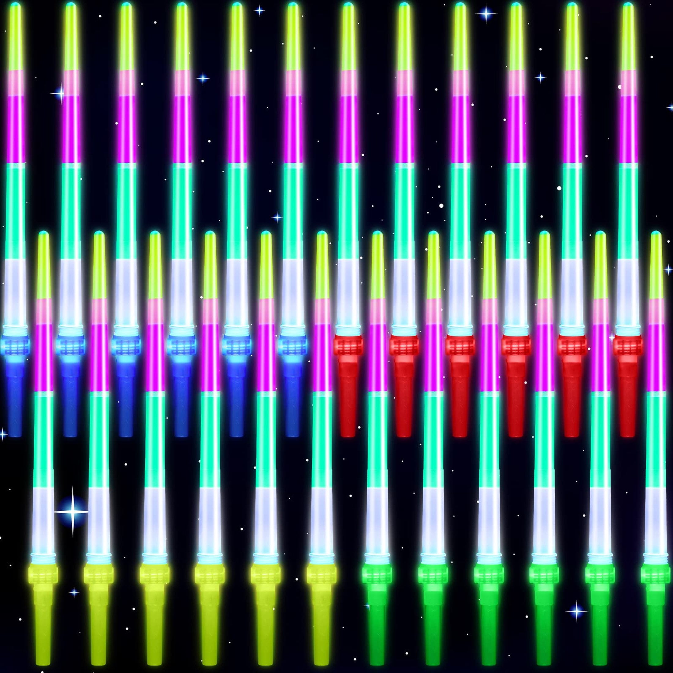 Neon Glow Saber Pack - 24 Expandable LED Light Swords for Kids & Adults ...