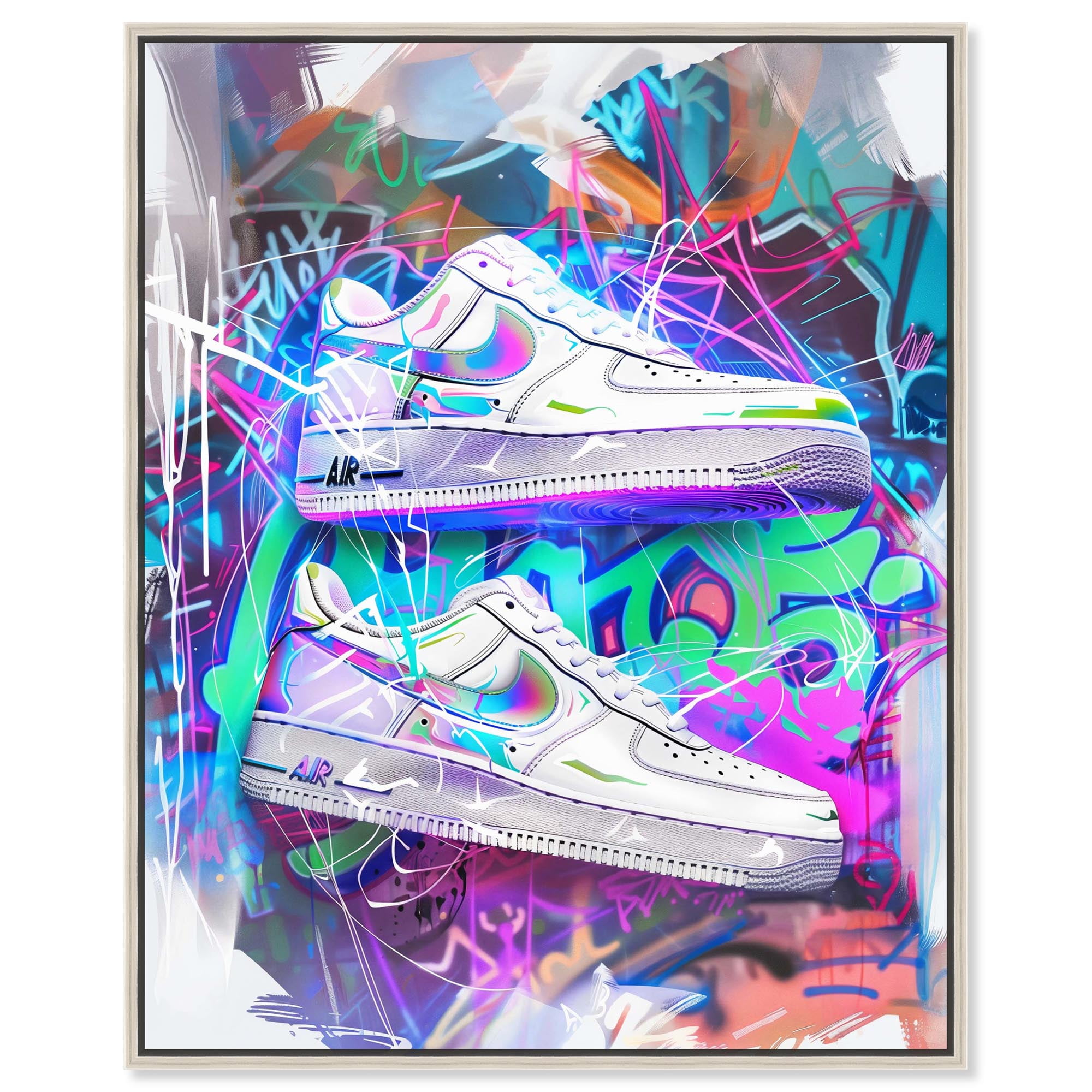 Neon Graffiti Sneaker Wall Canvas Neon Sneaker Art by Art Remedy ...