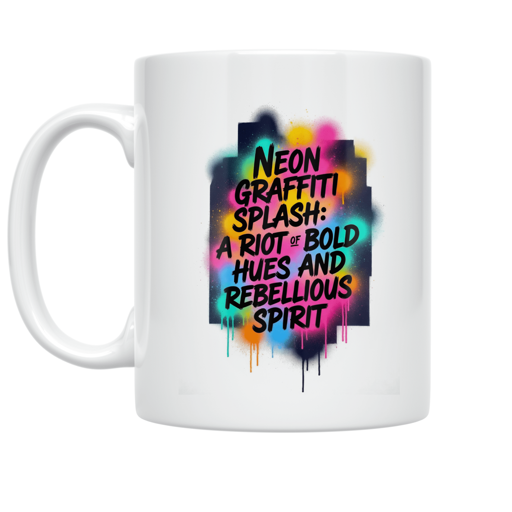 Neon Graffiti Splash Art - Urban Aesthetic Enthusiast - 11 oz Ceramic ...