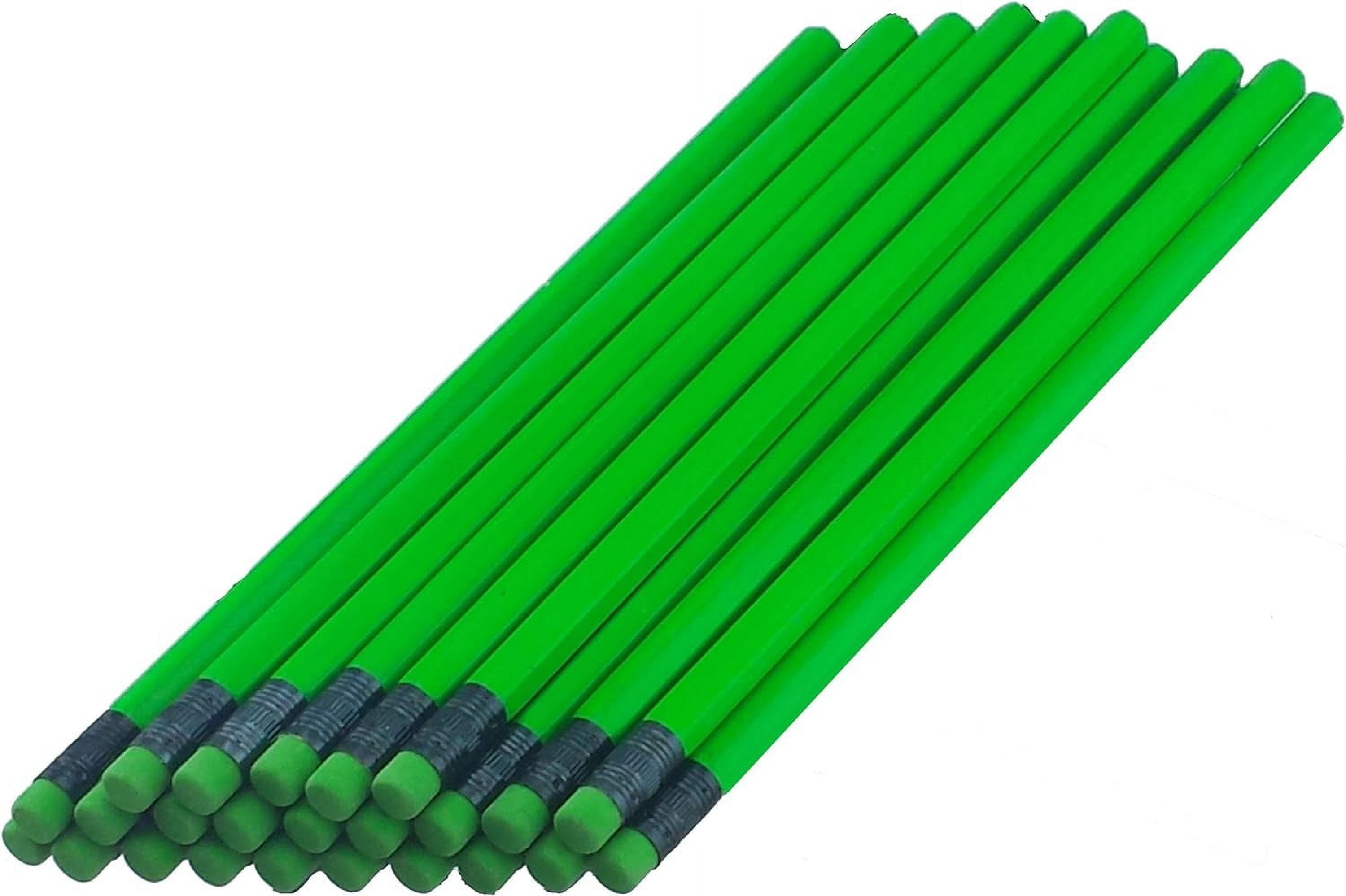 Neon Green Barrel Hexagon Pencils With Neon Green Eraser Black Ferrule ...