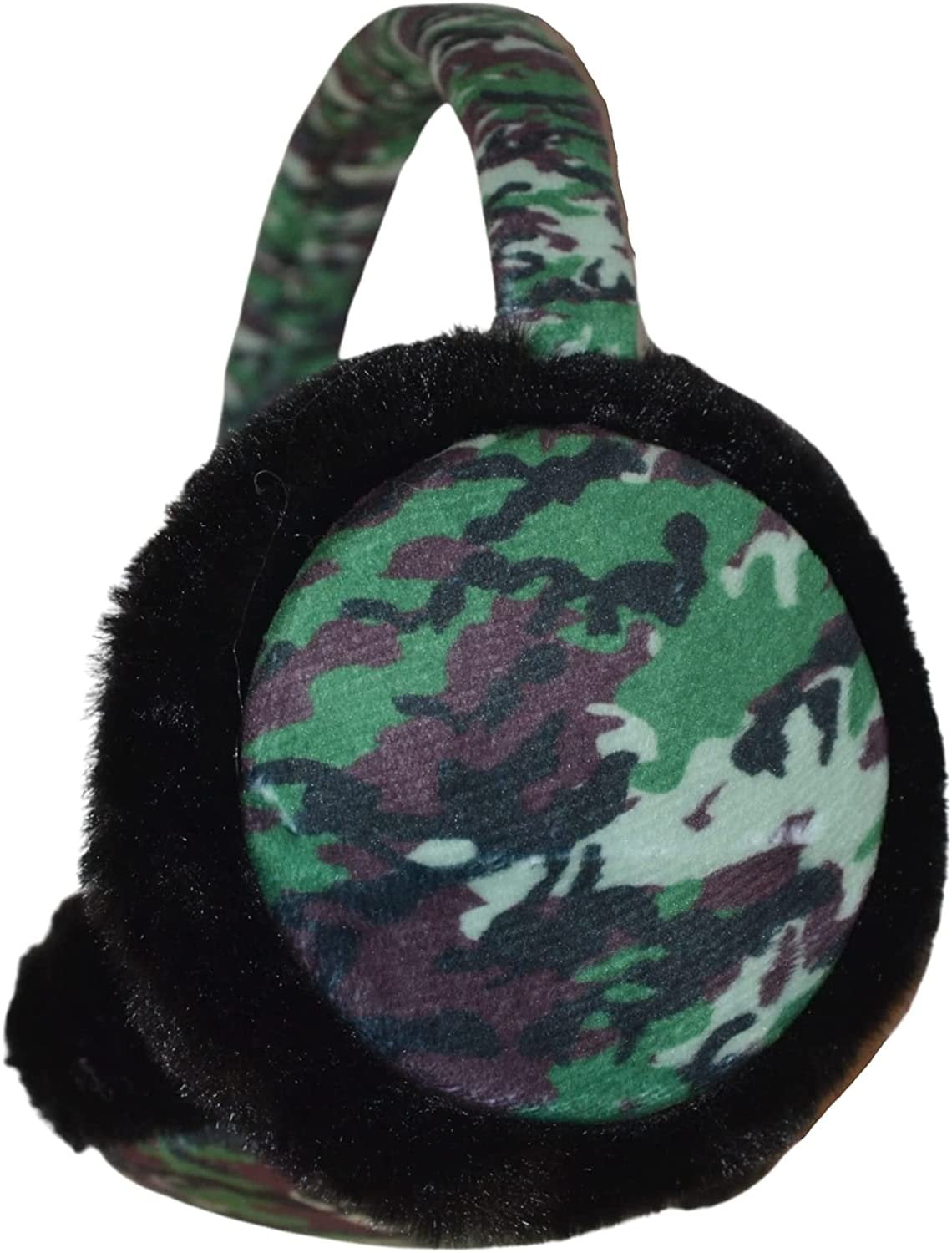 Neon Green & Brown Camo Fluffy Ear Muffs for Men and Women, Fuzzy Adult ...