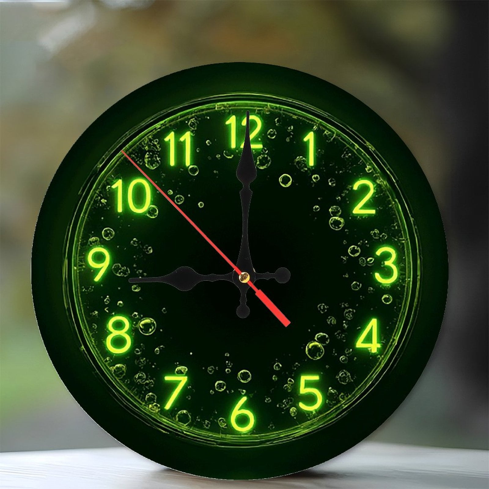 Neon Green Clock Wall Art Home Decor 10-Inch Silent Wooden Wall Clock ...